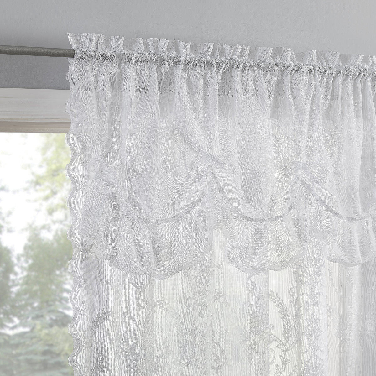 Ophelia & Co. Dakarai Floral Lace Sheer Rod Pocket Window Tie-up Shade ...
