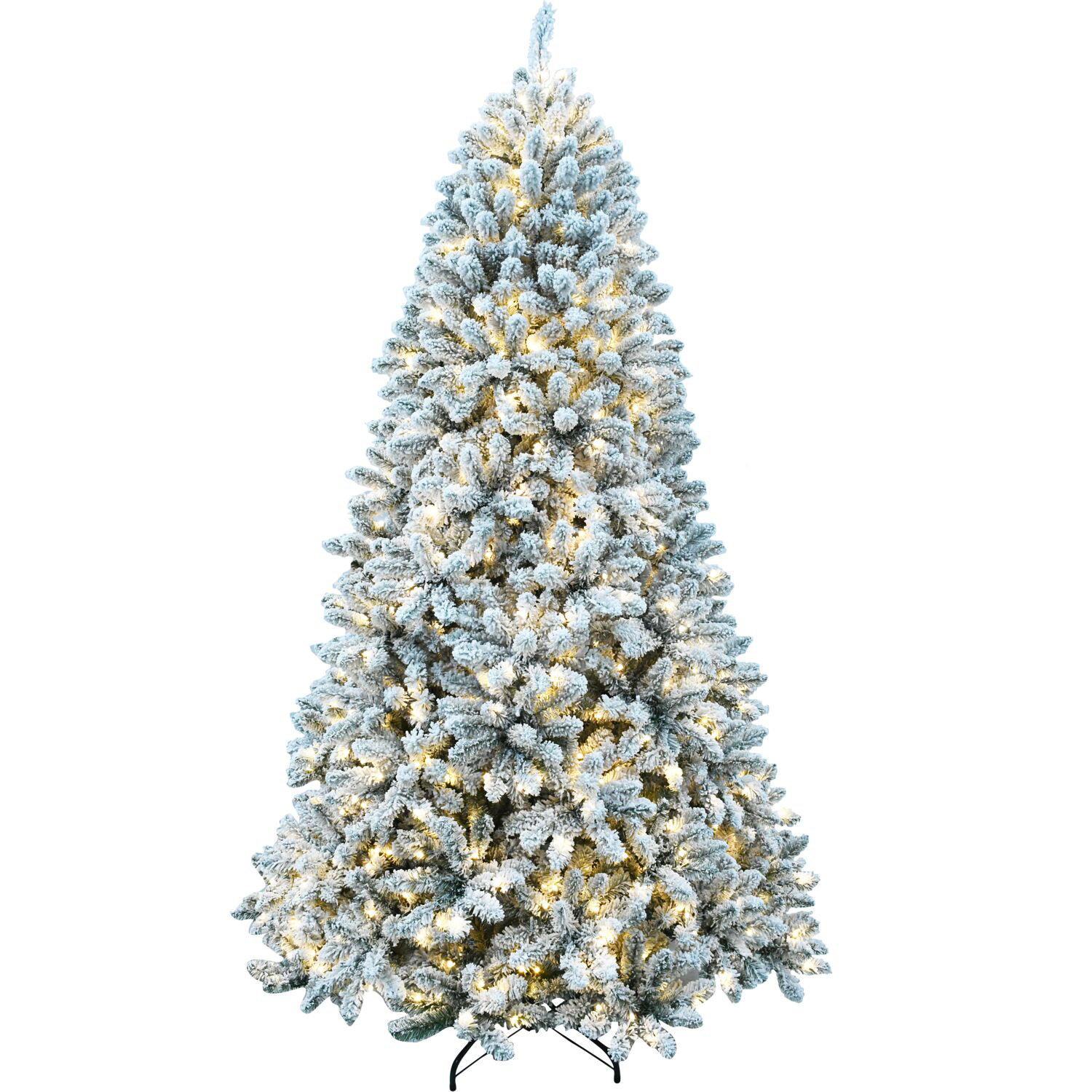 Fraser Hill Farm Winter Pine Flocked White Artificial Tree with Warm ...