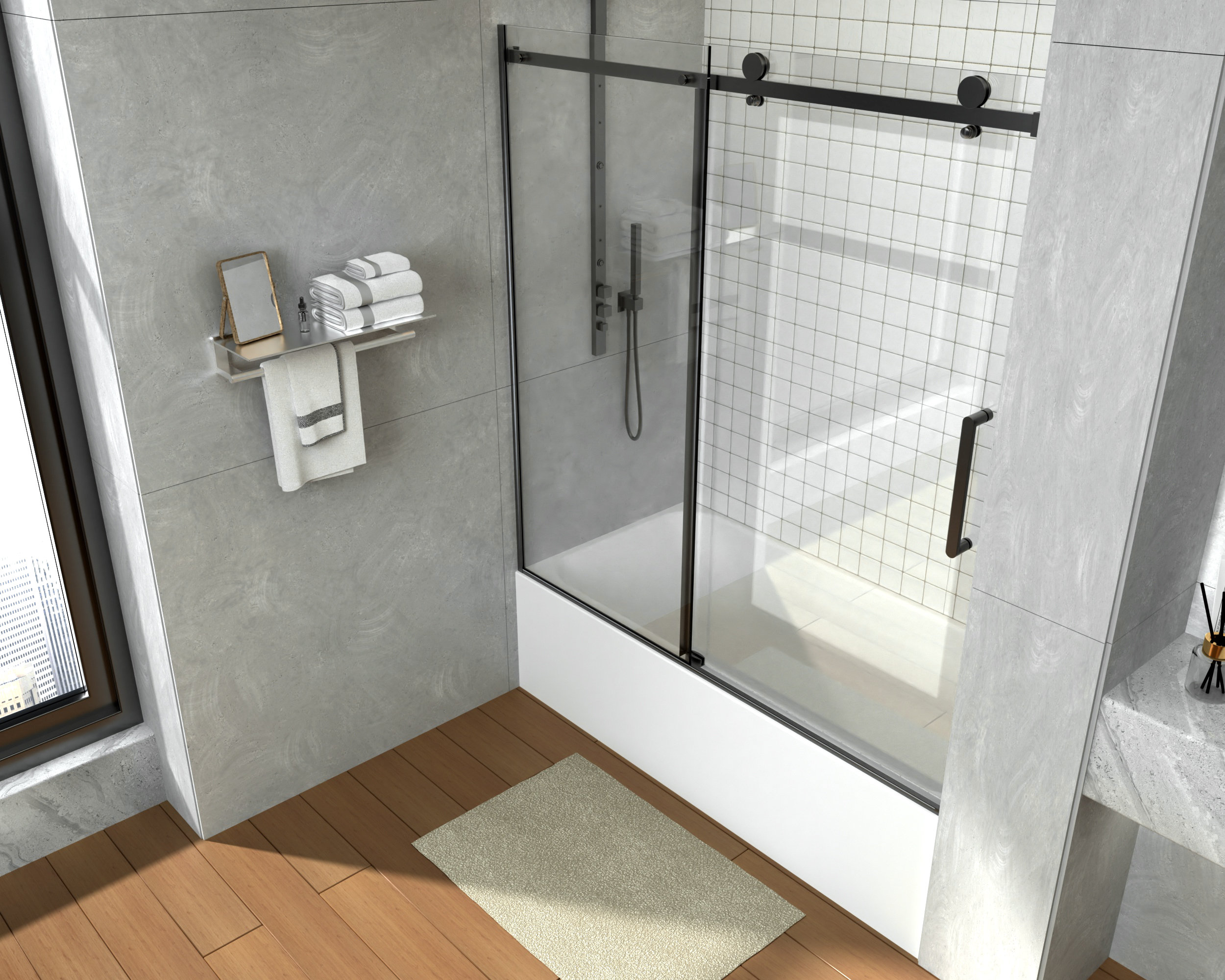 CKB 55'' - 59" W x 60'' H Sliding Frameless Tub Door & Reviews | Wayfair