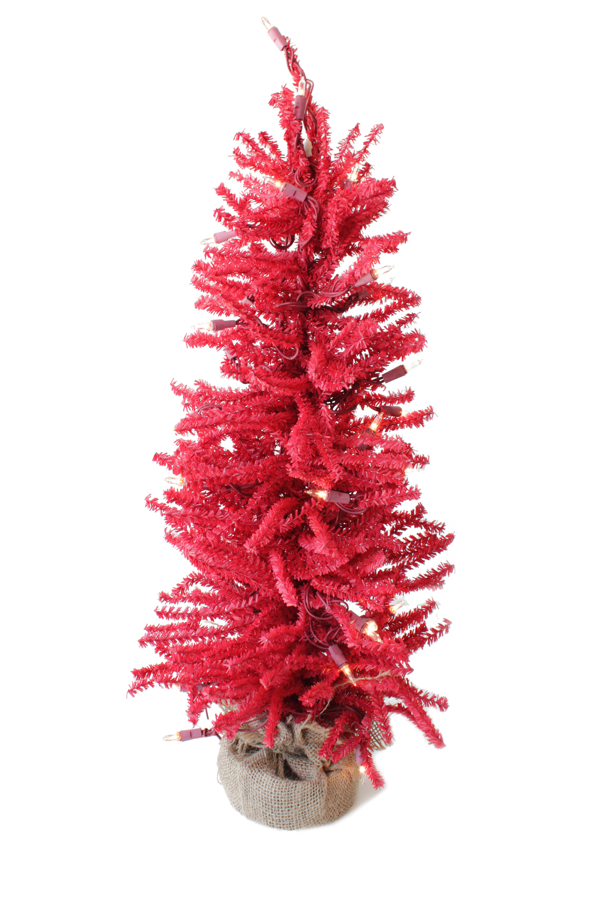 The Holiday Aisle® 2' H Slender Red Christmas Tree with 35 LED Lights ...