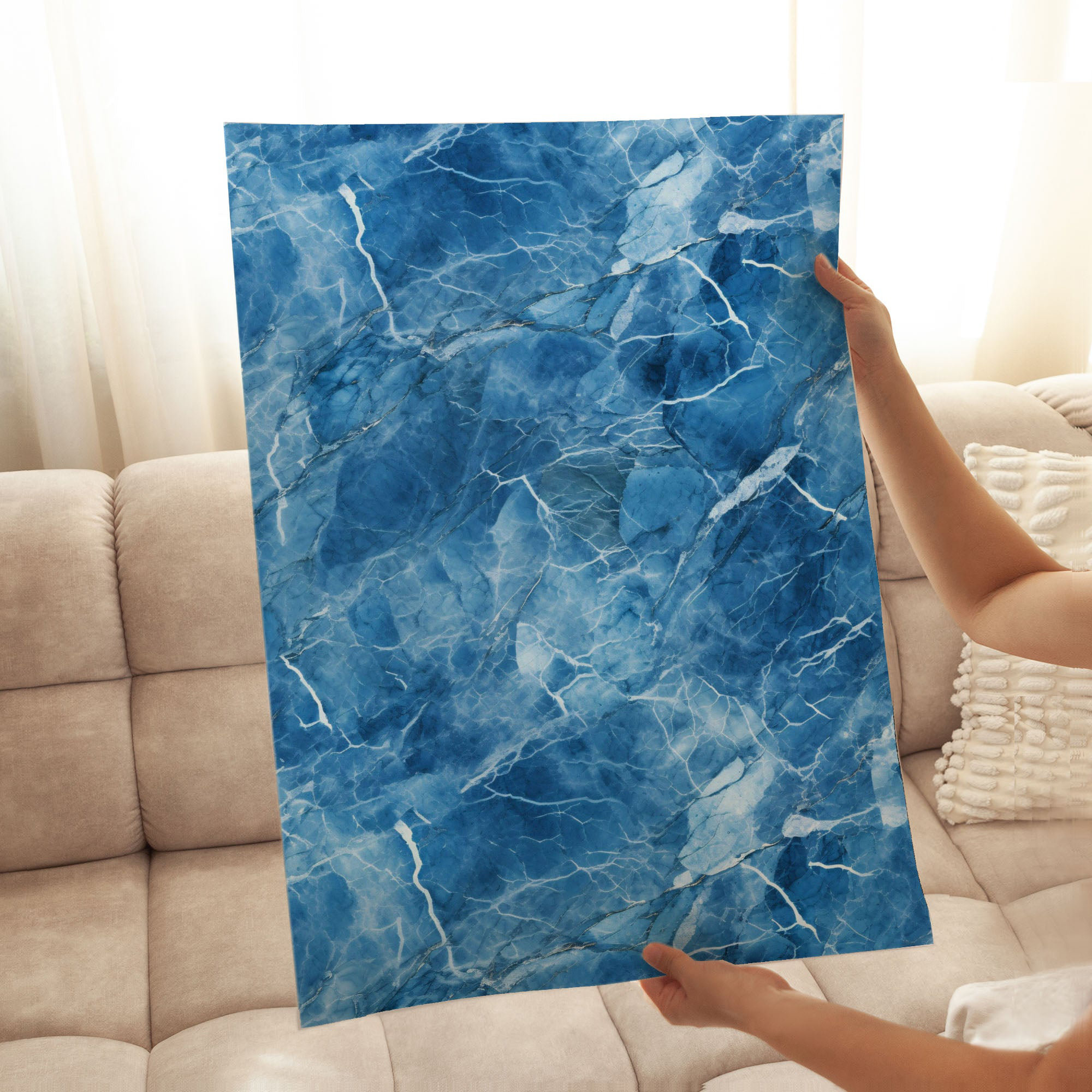 Winston Porter Abstract Blue Marble Geode XII Modern Unframed Art Print ...