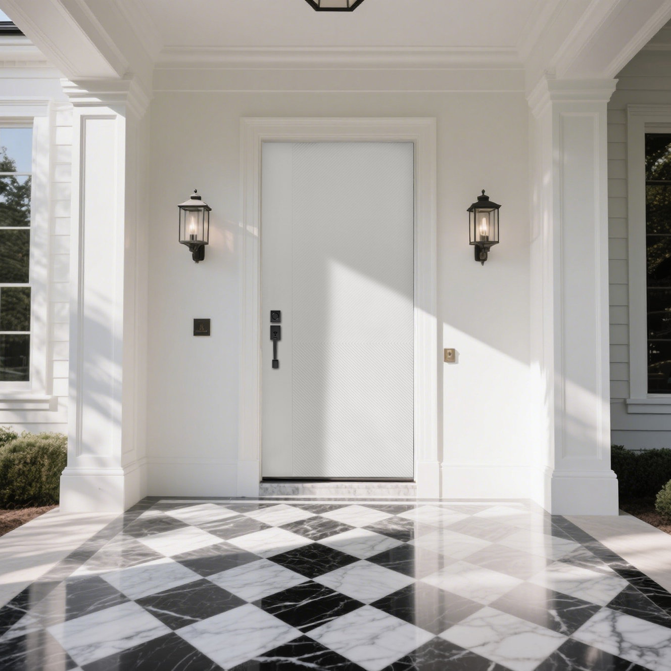 CRAFTIUM Modern Exterior Fiberglass Entry Front Door Textured with ...