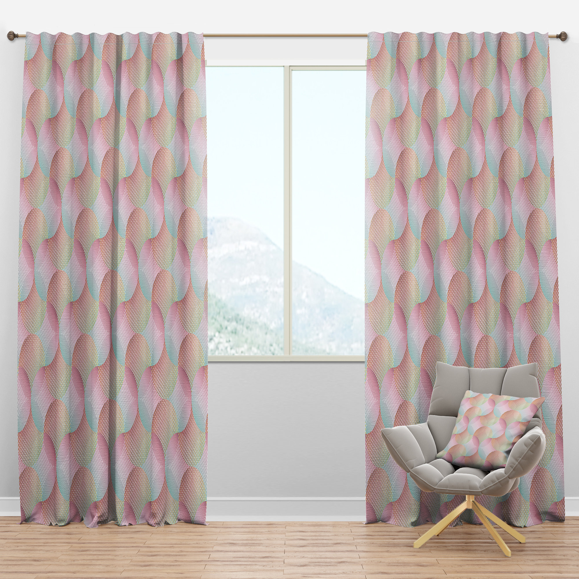 Design Art Abstract Design Retro Pattern VII - Abstract Curtain ...