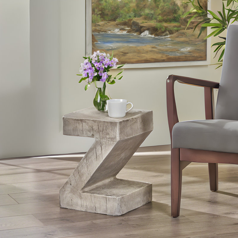 Gracie Oaks Concrete Top End Table In Z Shape | Wayfair