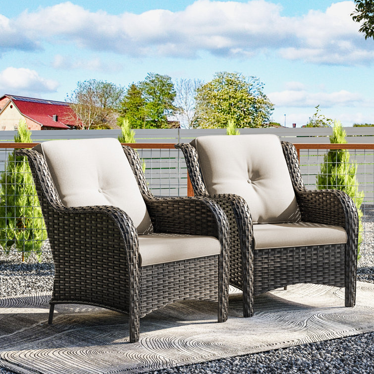 Red Barrel Studio® Patio Outdoor Wicker Lounge Chairs Set of 2 ...