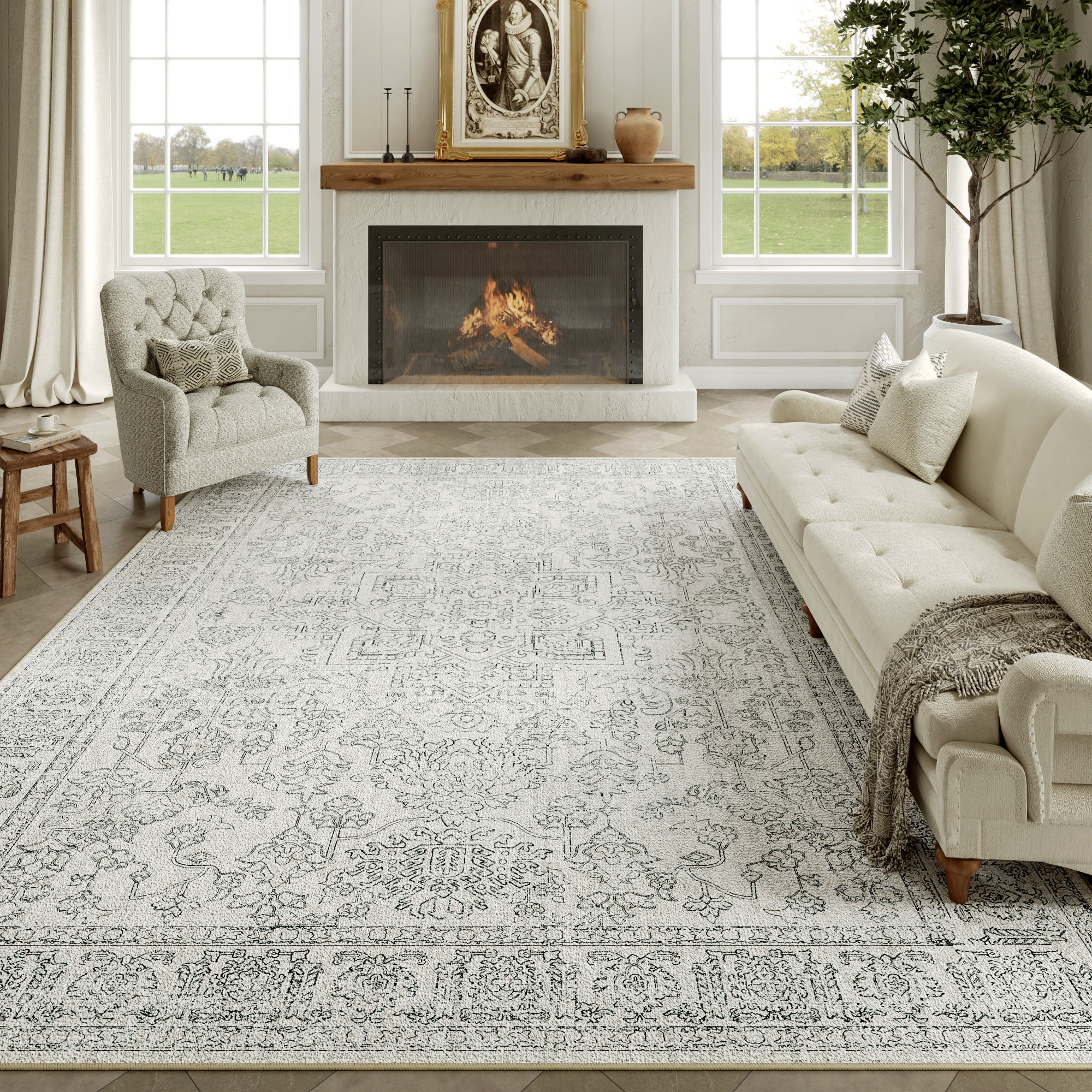 Alcott Hill® Kitty Machine Washable Oriental Area Rug with Non-Slip ...