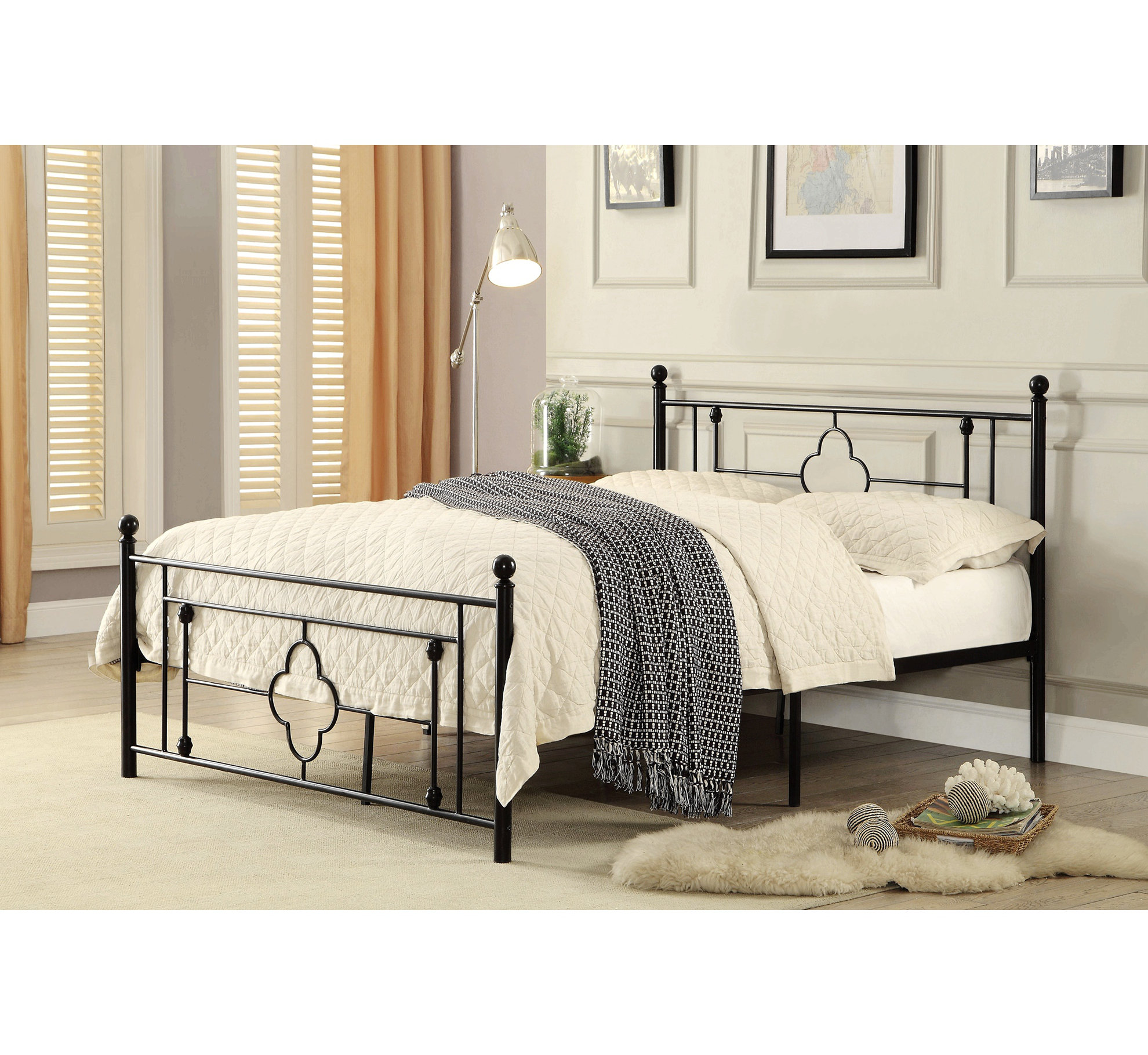 Alcott Hill Platform Bed Metal Frame Ball Finials Modern Traditional ...