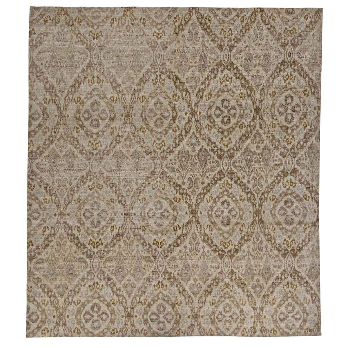 Bokara Rug Co., Inc. Damask Hand-Knotted Wool Area Rug in Cream/Brown ...