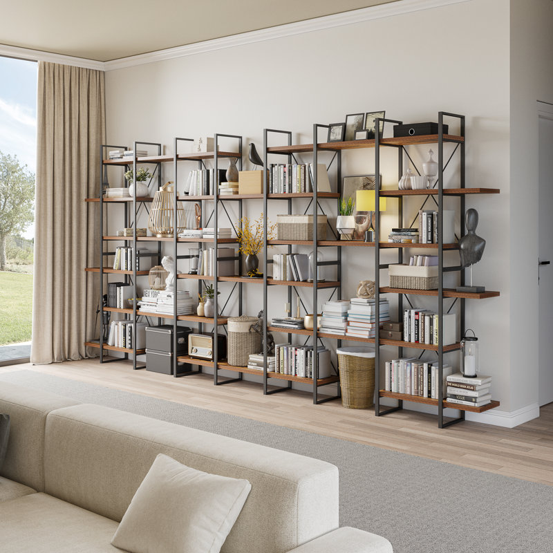 17 Stories Antique Walnut Color Display Etagere Bookcase | Wayfair