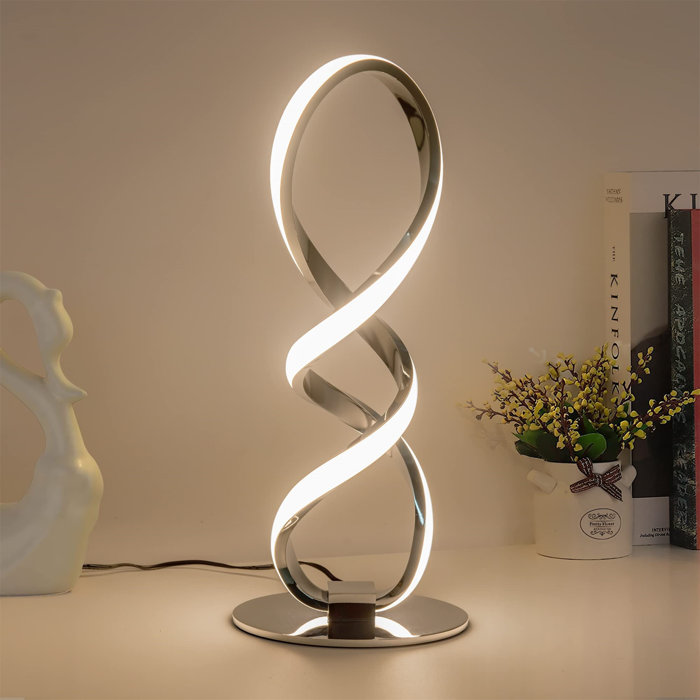 Orren Ellis Macy-Rose Spiral Led Table Lamp, Curved Led Desk Lamp ...