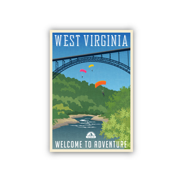 Trinx West Virginia Retro Style State Travel Poster, Vintage Unframed ...