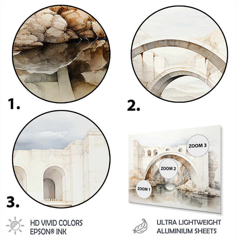 Design Art Grey Bridge Minimalist Archway II - Architecture Metal Wall ...