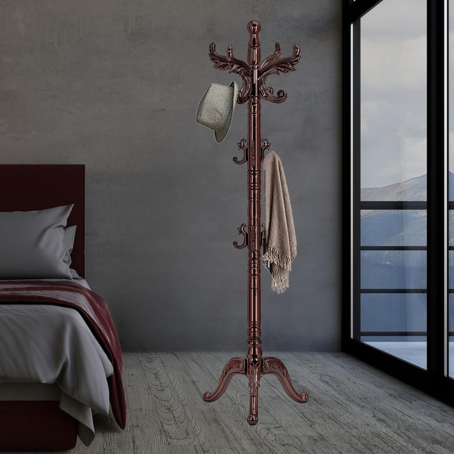 Alcott Hill® Wooden Coat Rack Stand Sturdy Triangle Base, Natural Birch ...