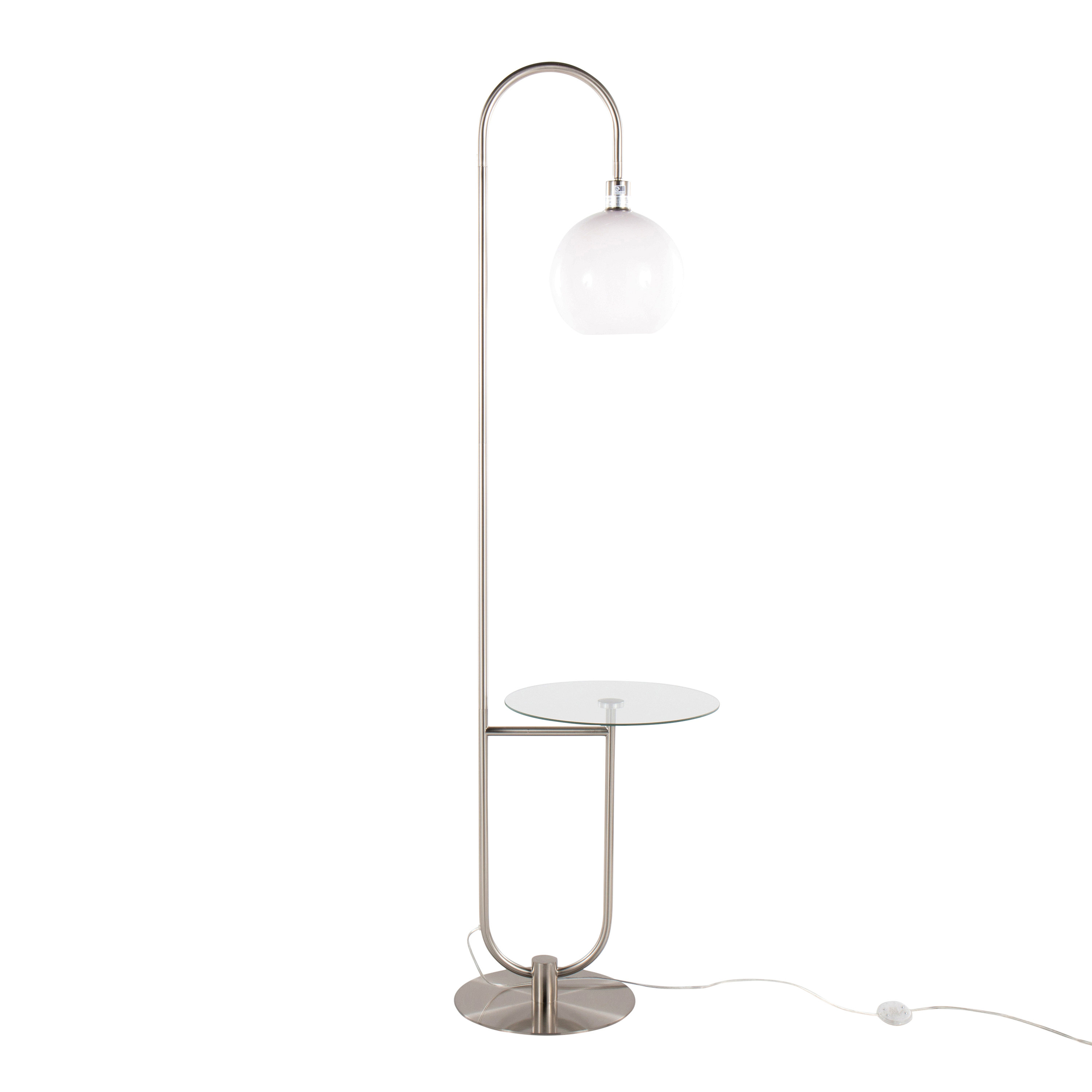 Everly Quinn Trombone Contemporary/Glam Floor Lamp In Metal With Glass ...