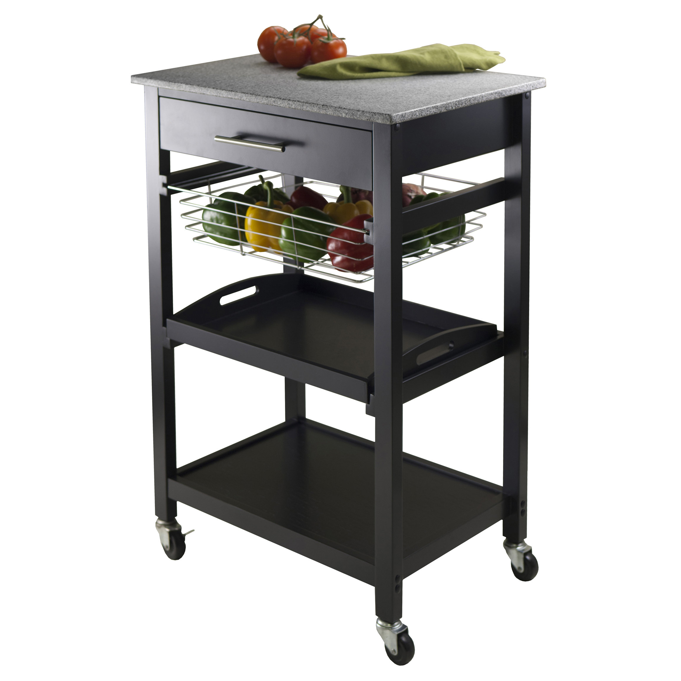 Latitude Run® Beversly Kitchen Cart with Granite Top & Reviews | Wayfair