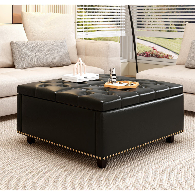 Red Barrel Studio® Large square storage stool with two storage doors ...