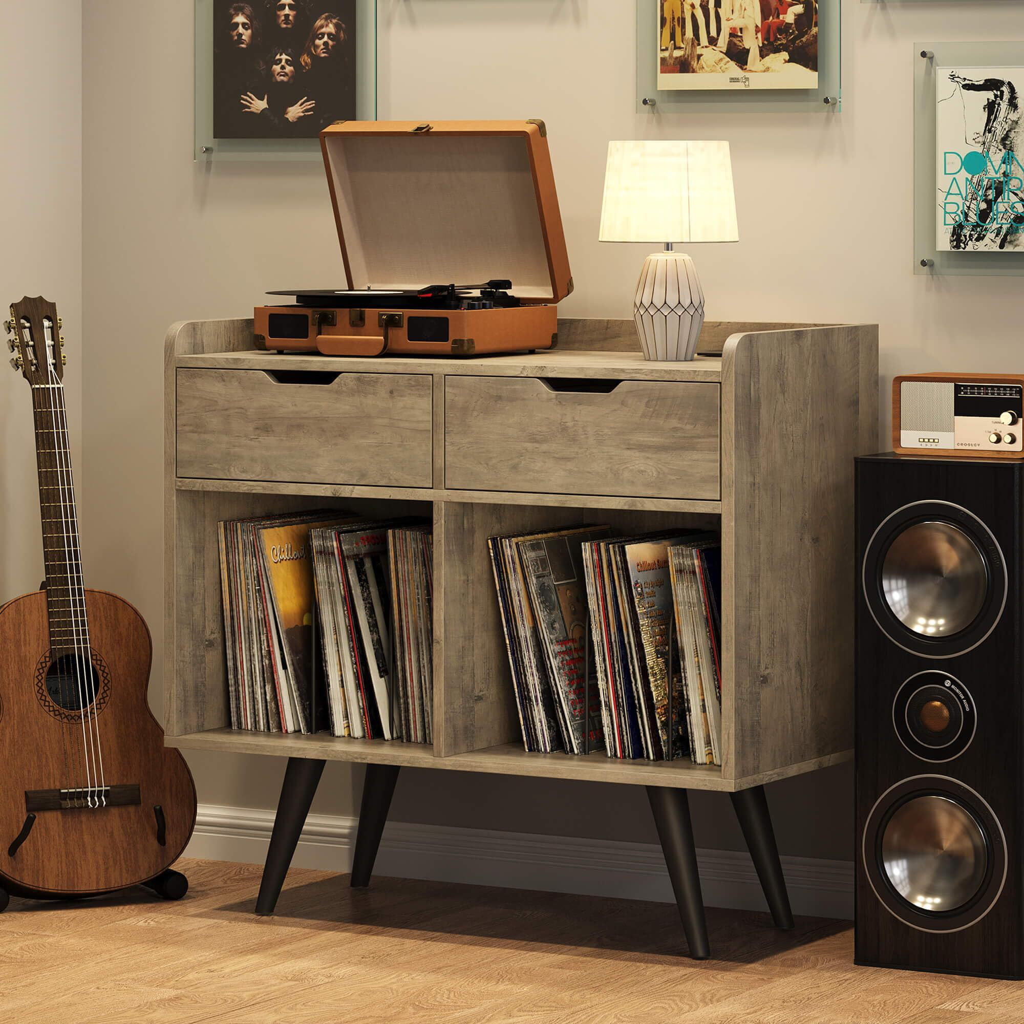 George Oliver Record Player Stand With Storage | Wayfair