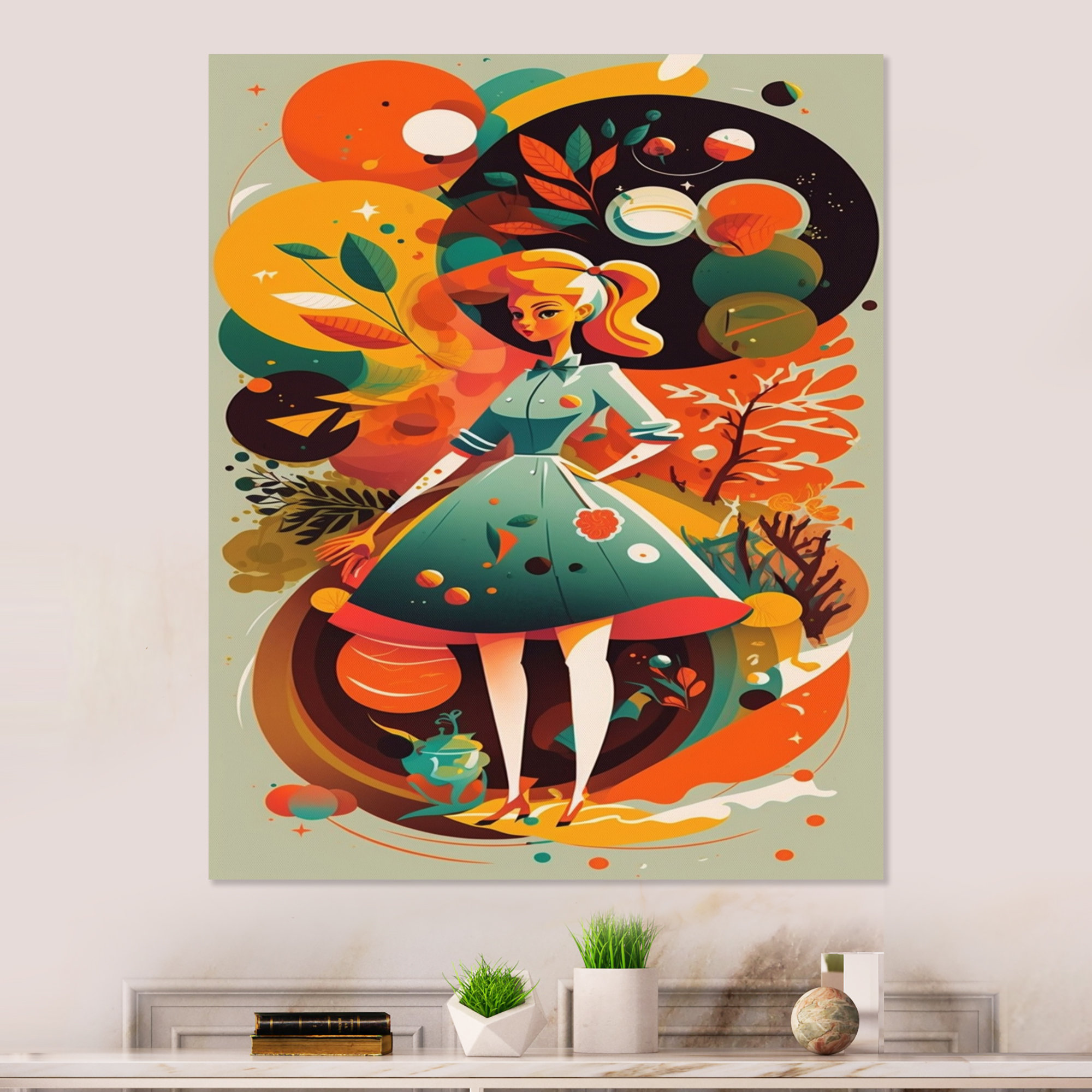 Wildon Home® Girl Standing Infront of Fall Backdrop - Print on Canvas ...