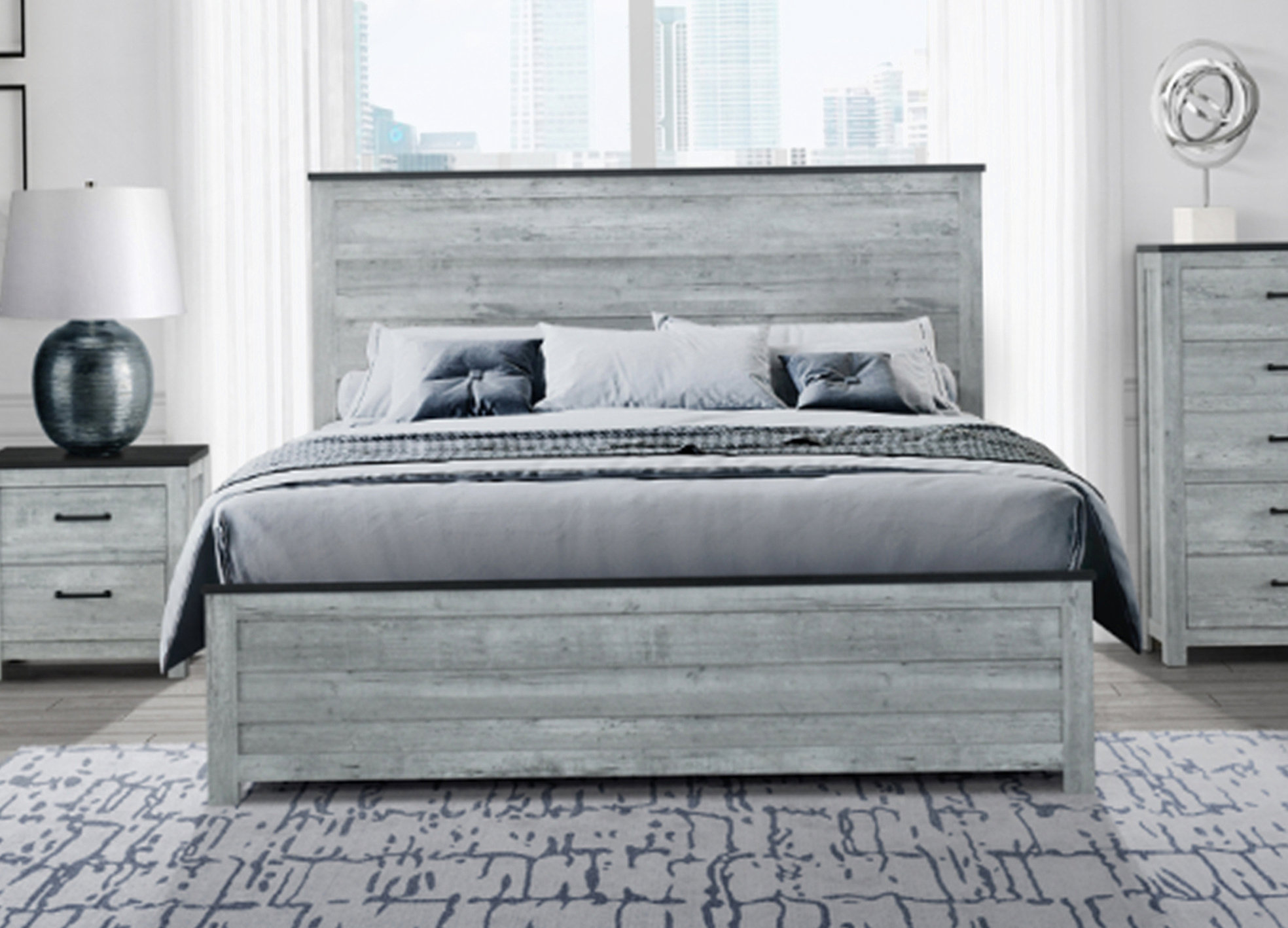 BOSTINS Grey Wash Bed | Wayfair