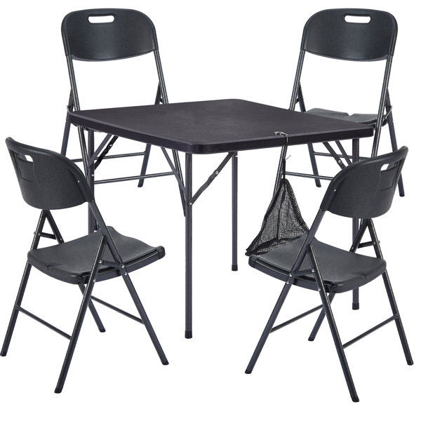 Vecelo 34.65'' Square Portable Folding Table with 4 Chairs | Wayfair