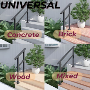 COAHAHA 36” Metal Handrail For Stairs, Heavy-Duty Black Deck Railing ...