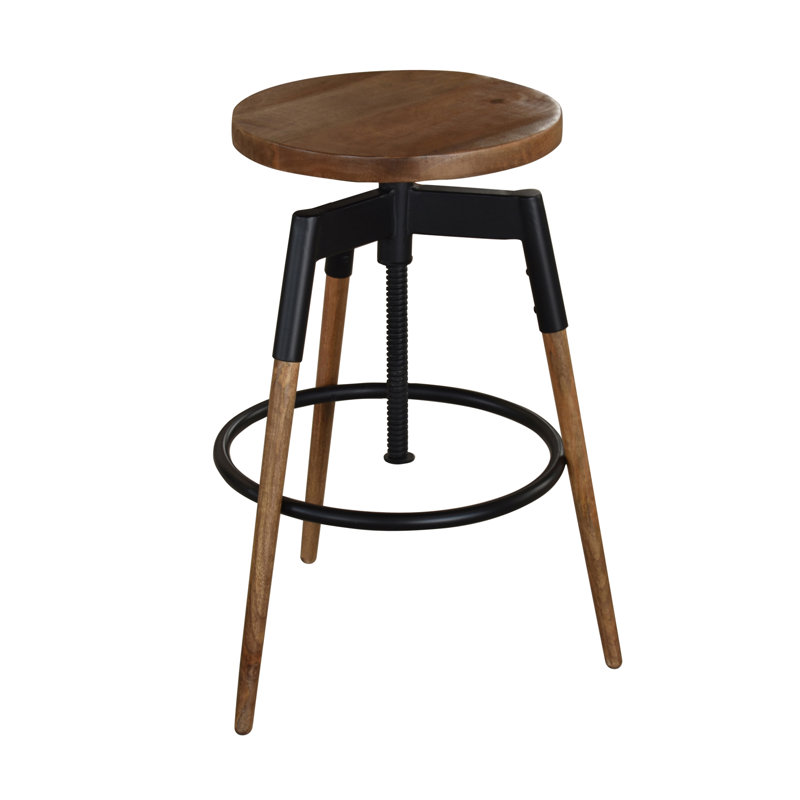 Williston Forge Melra Swivel Solid Wood Adjustable Height Stool | Wayfair