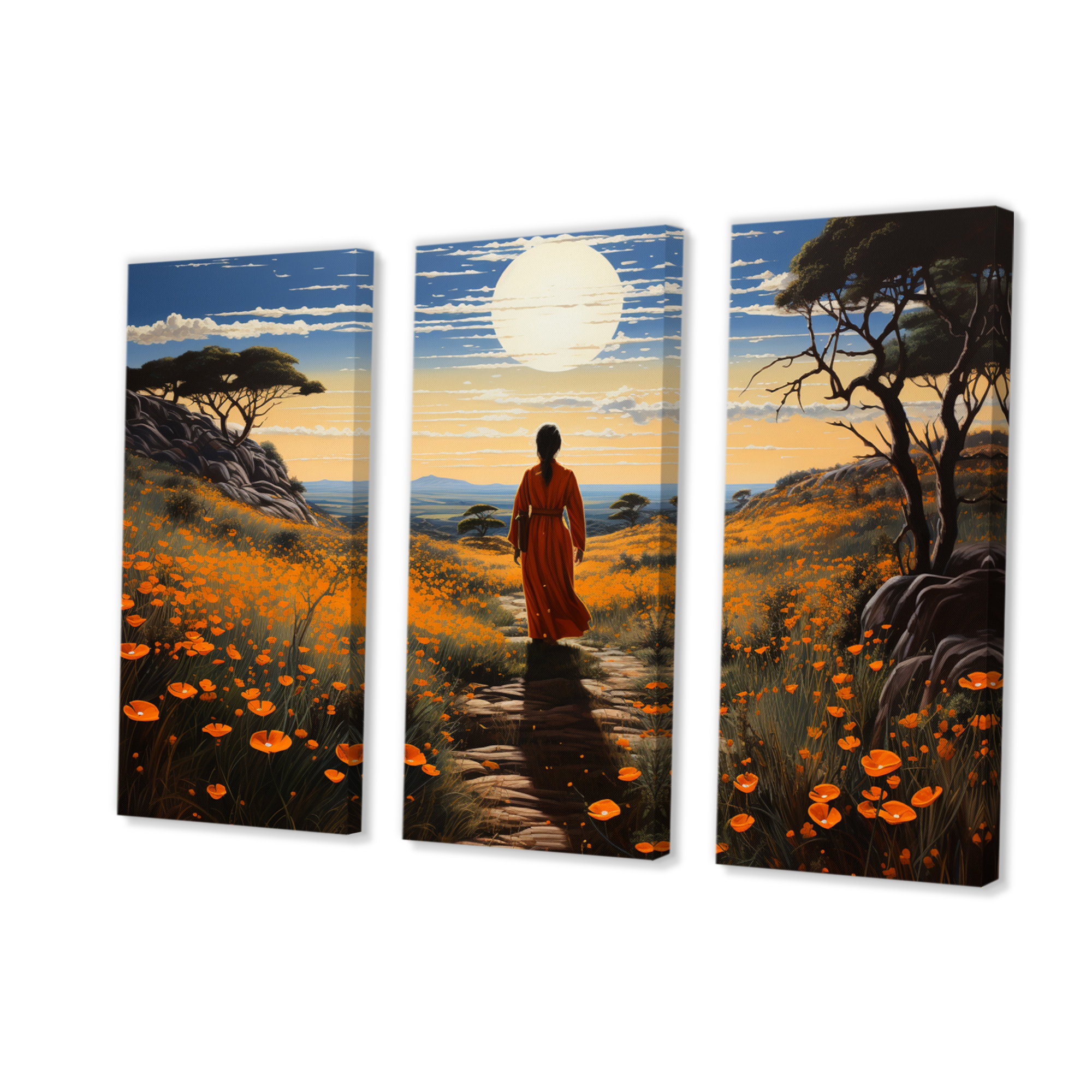 Winston Porter Asian Art Monks Journey On Canvas 3 Pieces Print | Wayfair