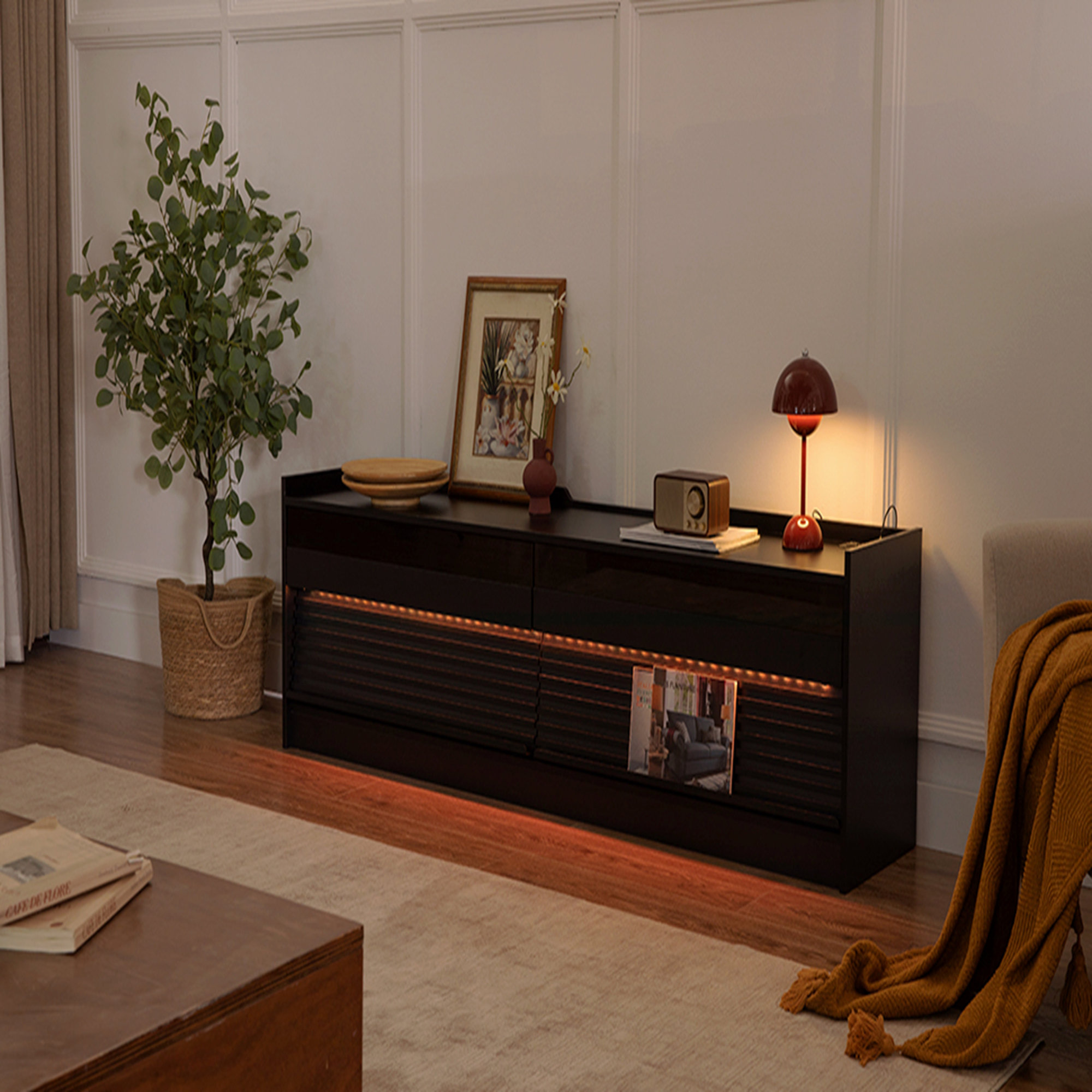 George Oliver TV Stand With Ample Storage, 4 Drawer Design, Built-In ...