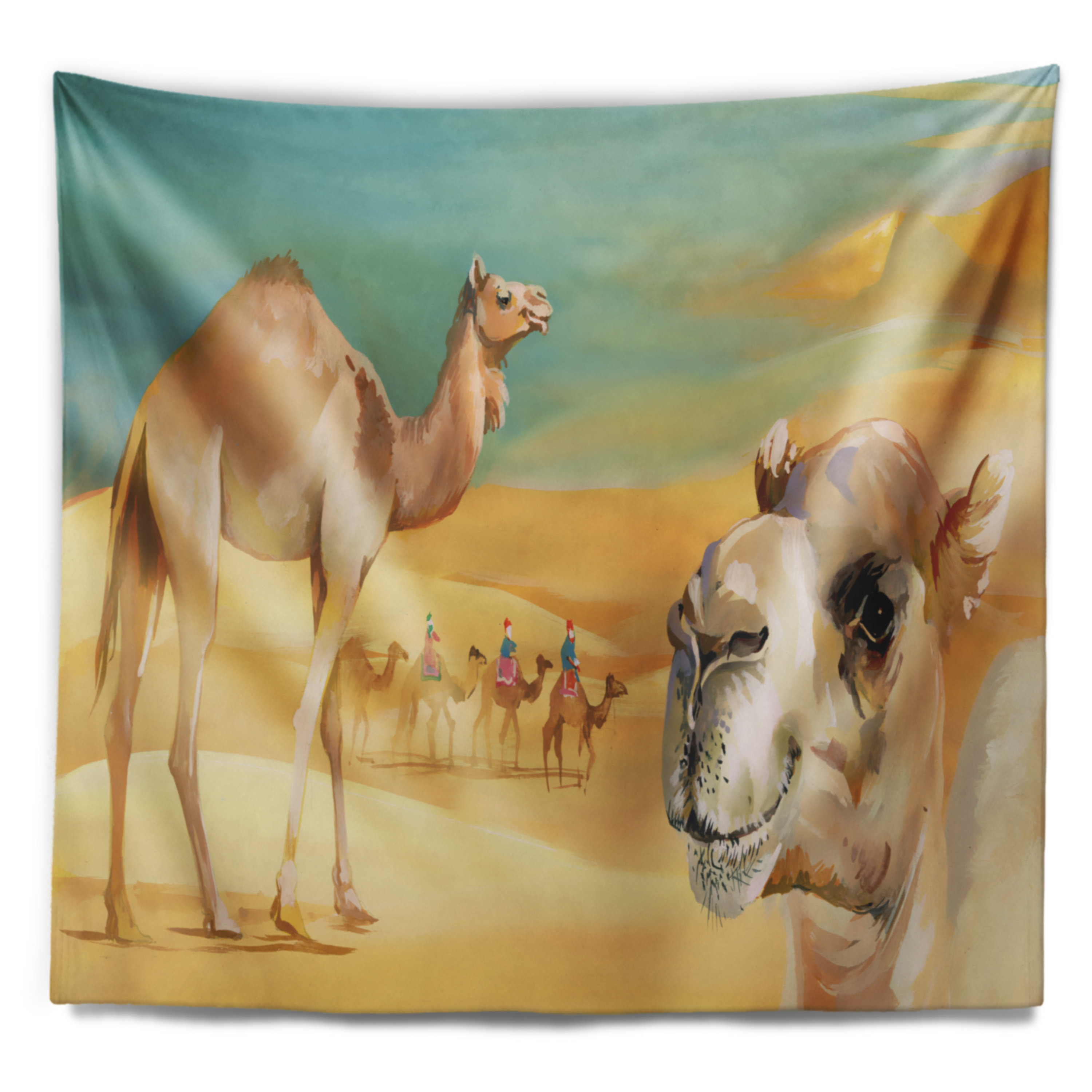 East Urban Home Animal Wandering Camels in Desert Tapestry | Wayfair