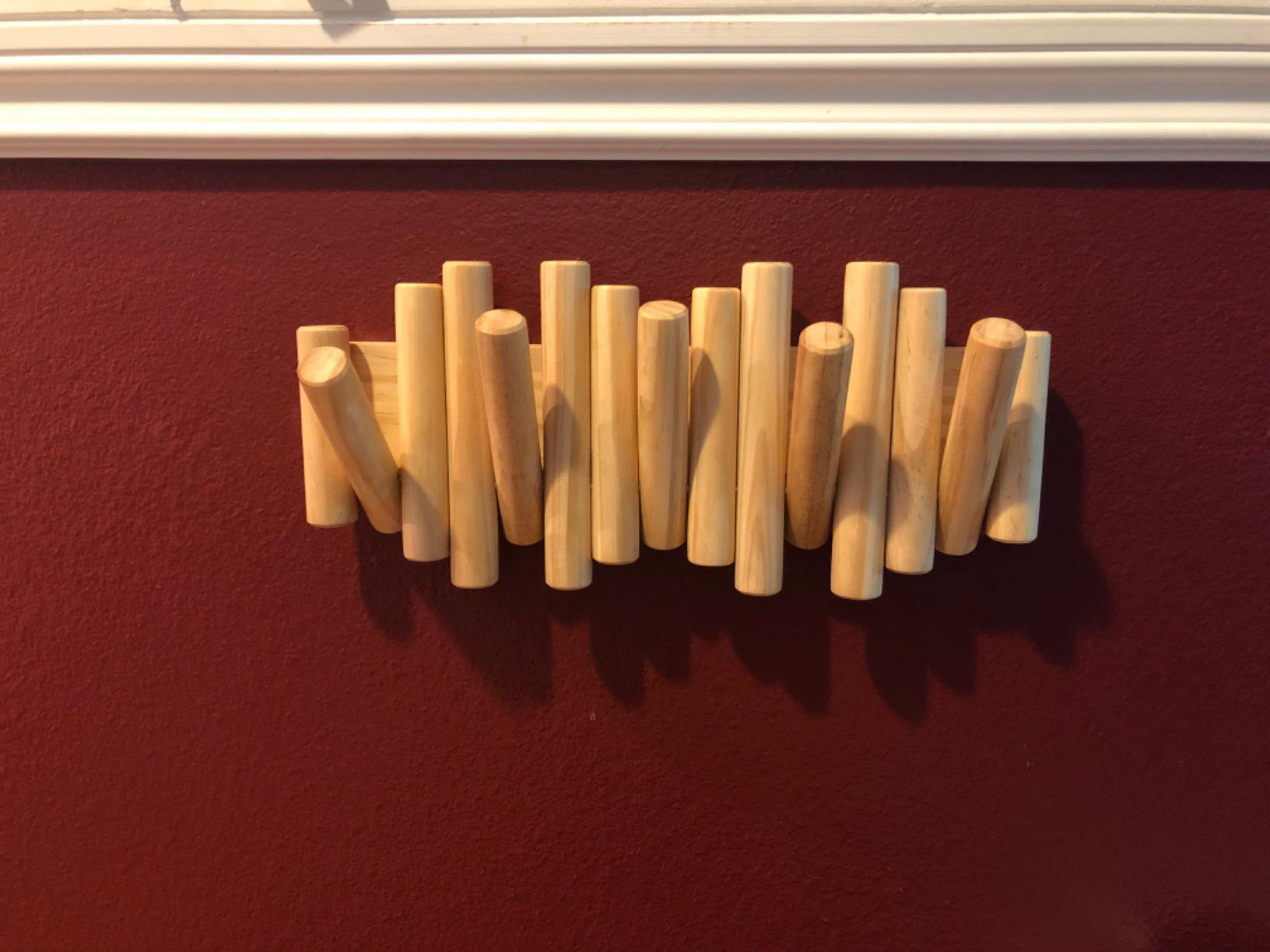 Latitude Run® Wall-Mounted Coat Rack Rail Hook with 5 Retractable Wood ...