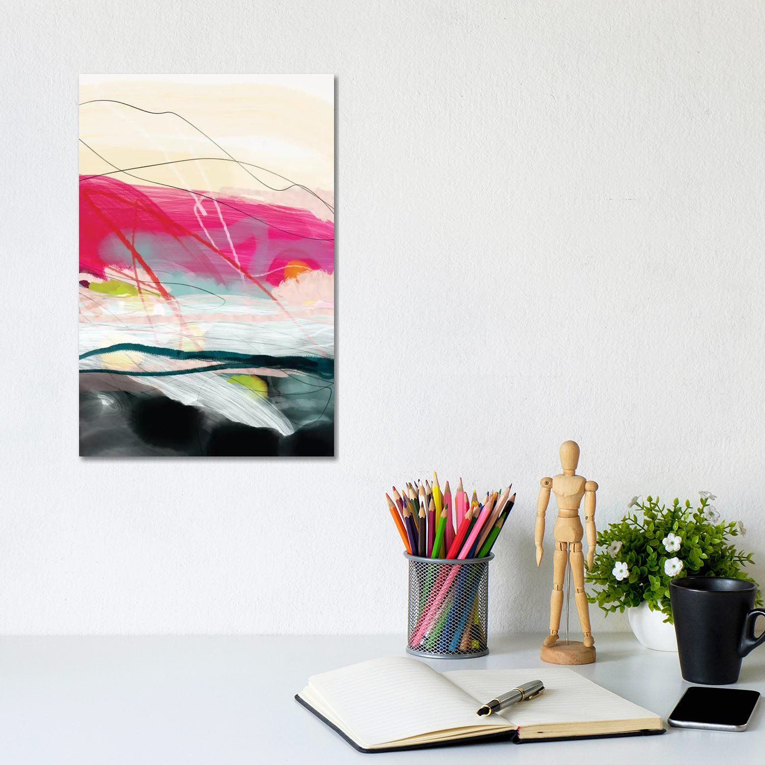 iCanvas Abstract Landscape Pink Sky by Ana Rut Bré - Graphic Art Print ...