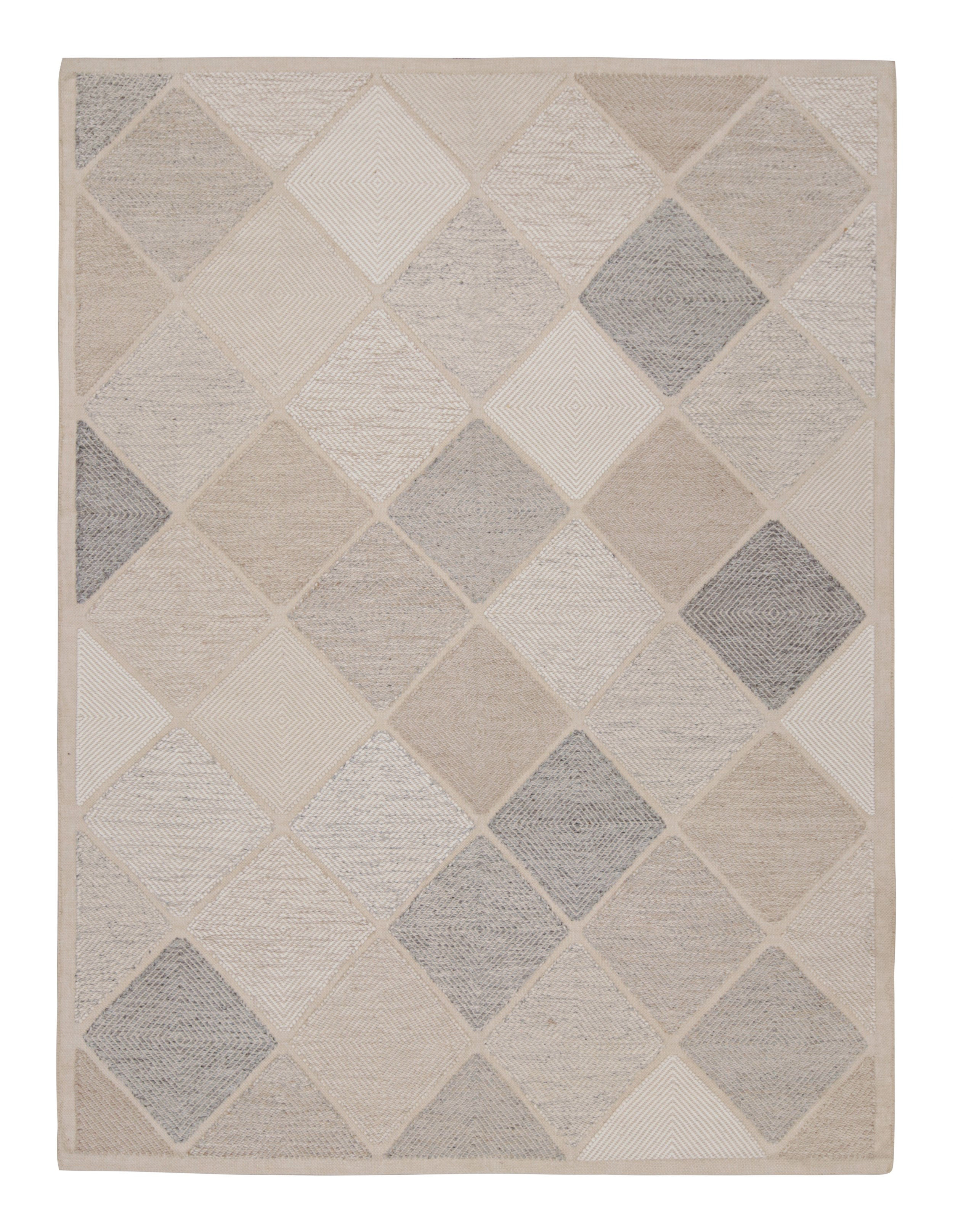 Rug & Kilim’S Scandinavian Style Rug In Beige, With Diamond Patterns ...