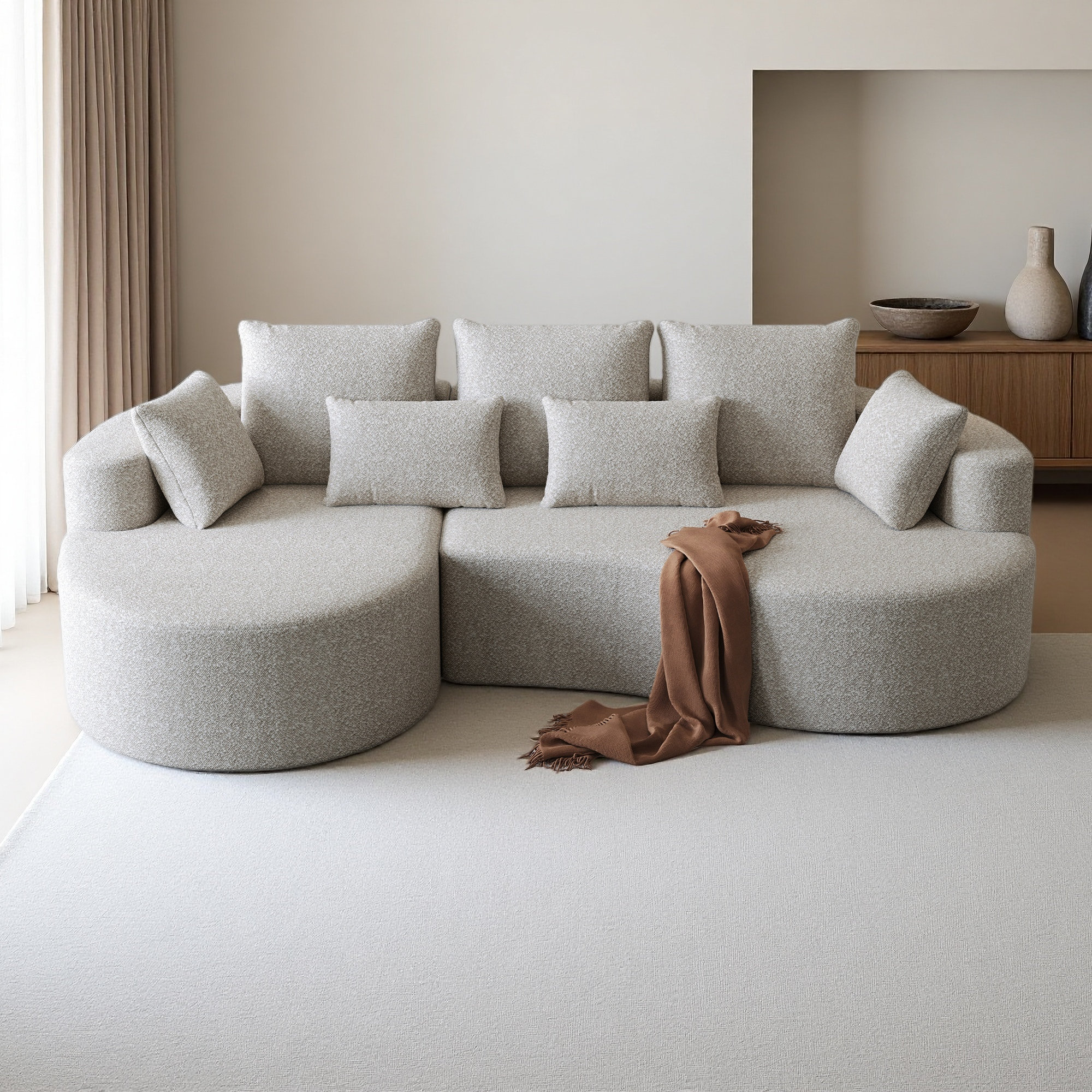Ebern Designs Modern Upholstered Oversized Sectional Sofa, 105-Inch ...