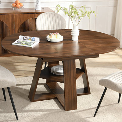 dining room table with leaf round