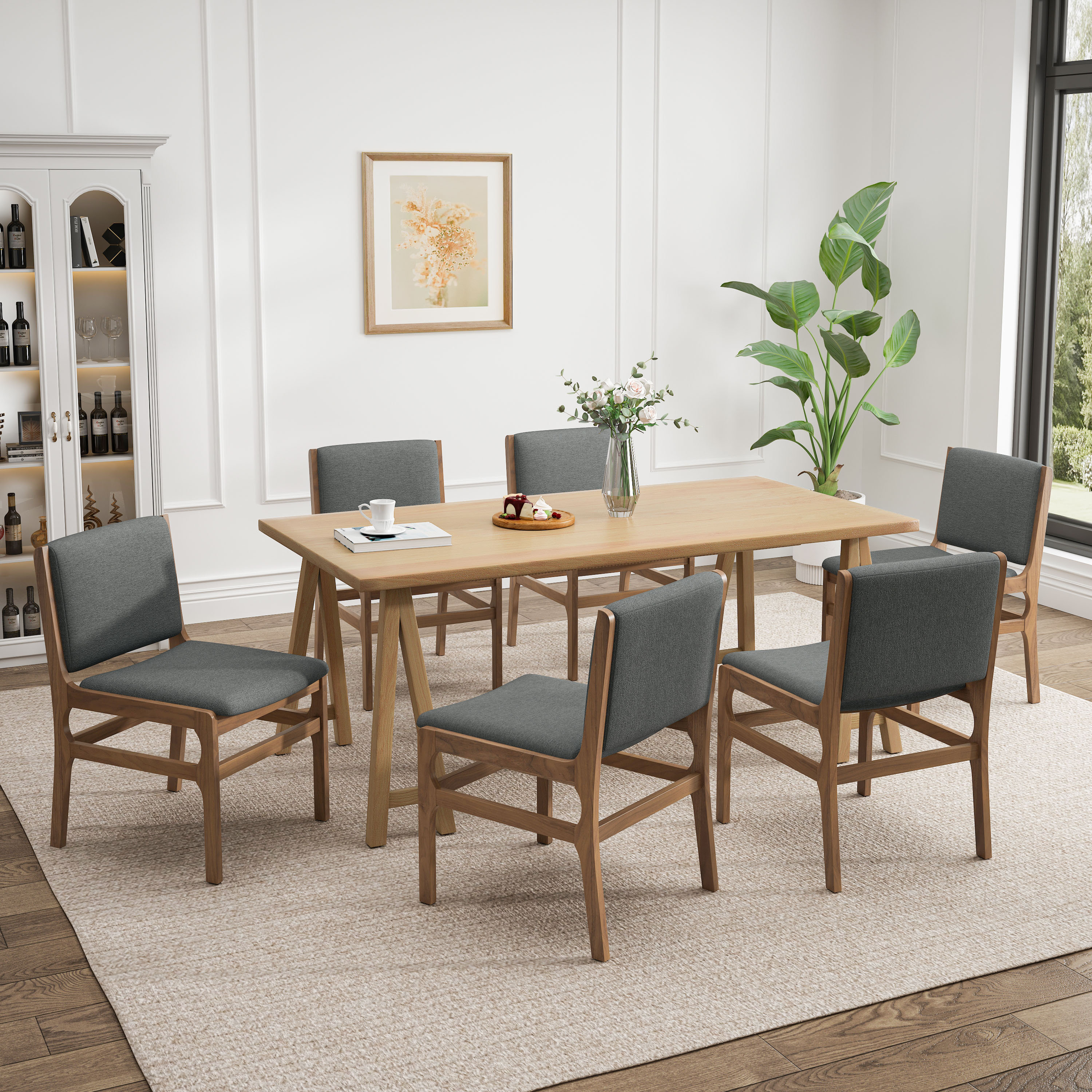 Lark Manor™ Ibette 7-Piece Upholstered Dining Set | Wayfair