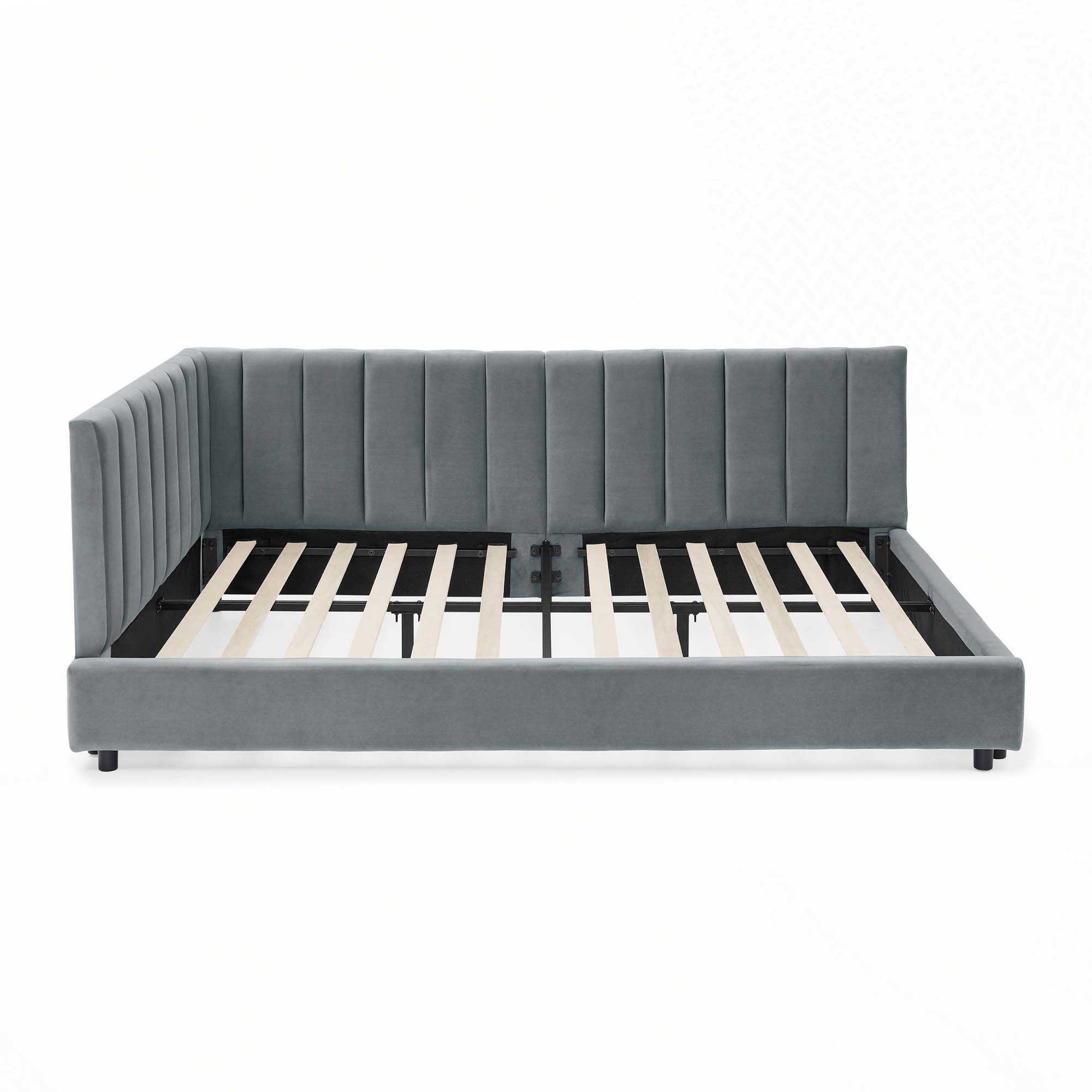 Mercer41 Brooks Velvet Tufted Bed with Backrest & Armrests | Wayfair