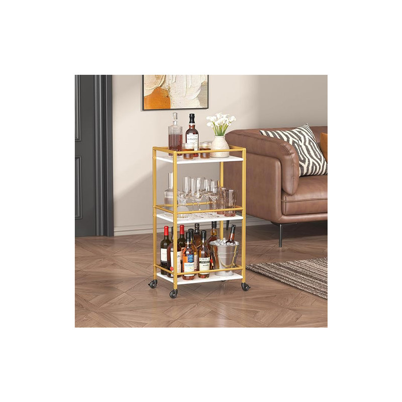 Mercer41 Bar Cart for The Home, 3 Tier Small Rolling Wine Cart, Drink ...