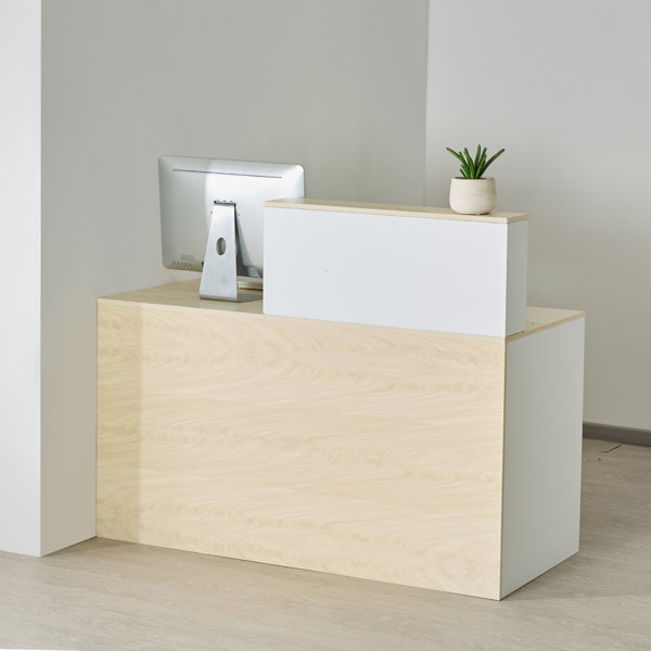 Ebern Designs Reception Desk Rectangular Front Counter Table 55.12 in ...