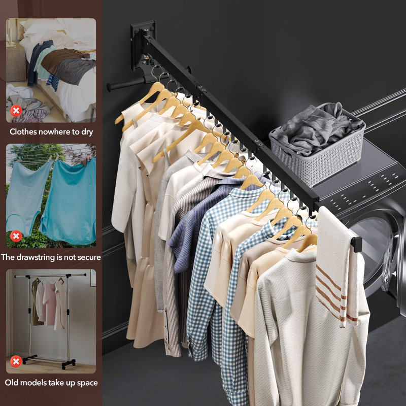 Rebrilliant Wall Mounted Clothes Hanger,Drying Rack Clothing ...