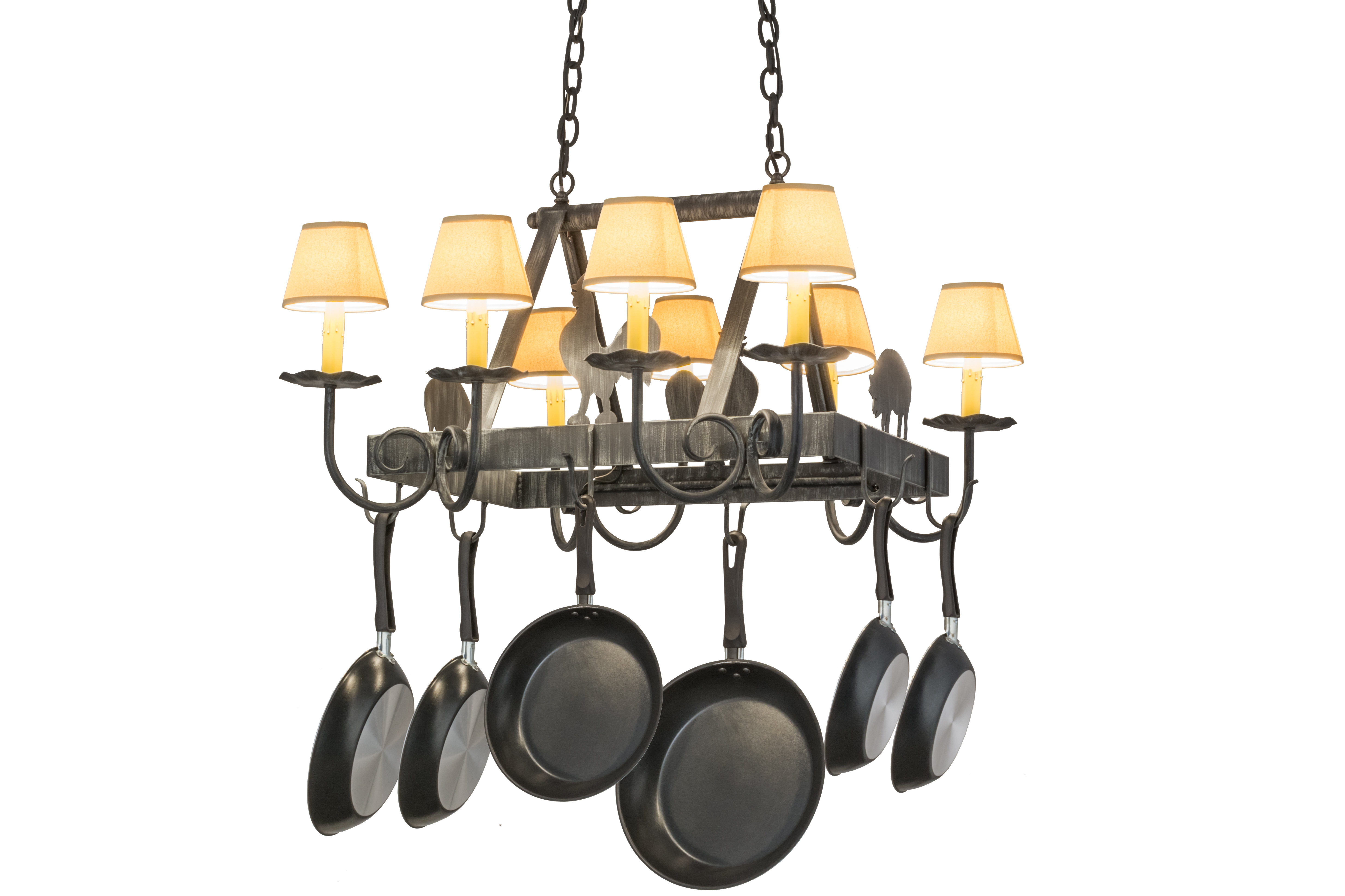 Meyda Lighting Barn Animals Handcrafted 8 Light Pot Rack | Wayfair