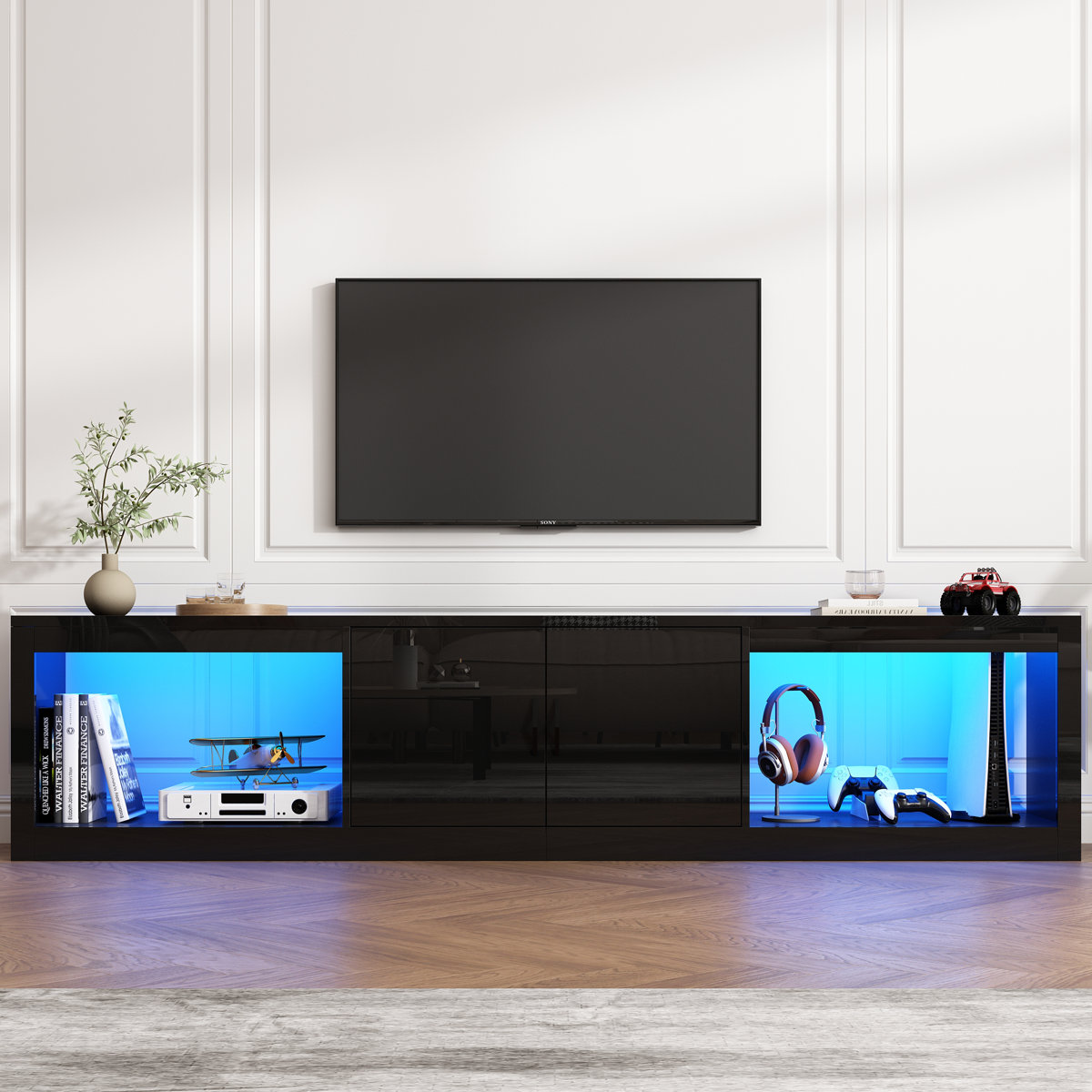 Wrought Studio™ 86 Inch High Gloss Led Tv Stand For 90 Inch Tv With ...