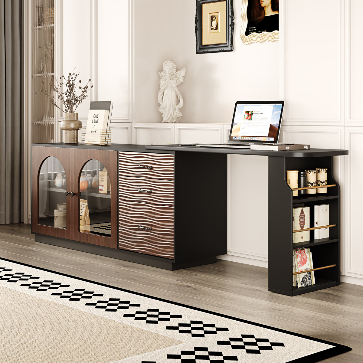 Latitude Run® Extended Home Ofiice Desk Up To 94.5'' Writing Desk With ...