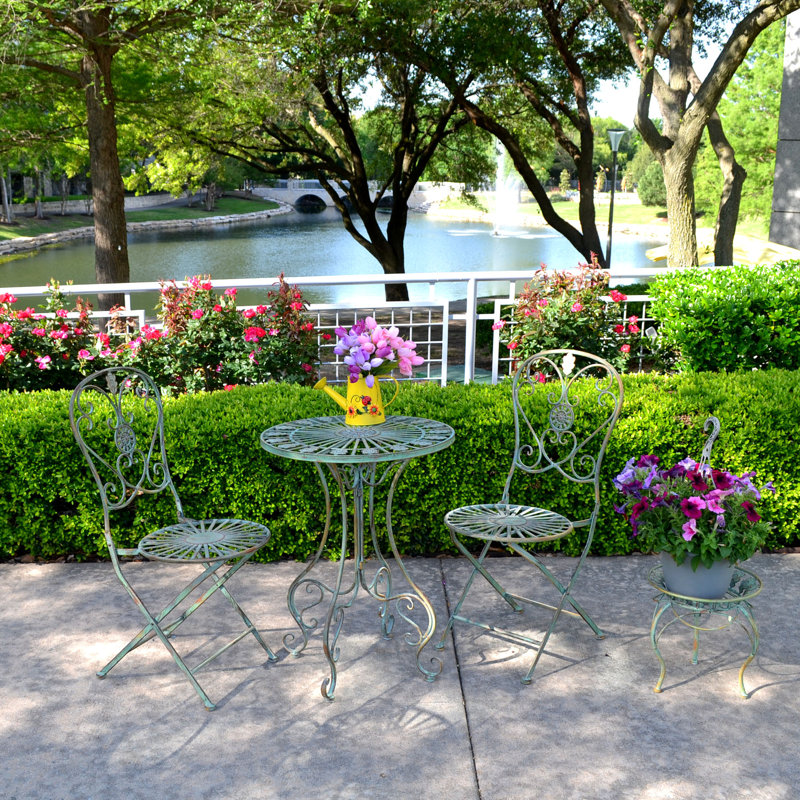 Fleur De Lis Living Culbreath Verdigris Green Metal Bistro Table with ...