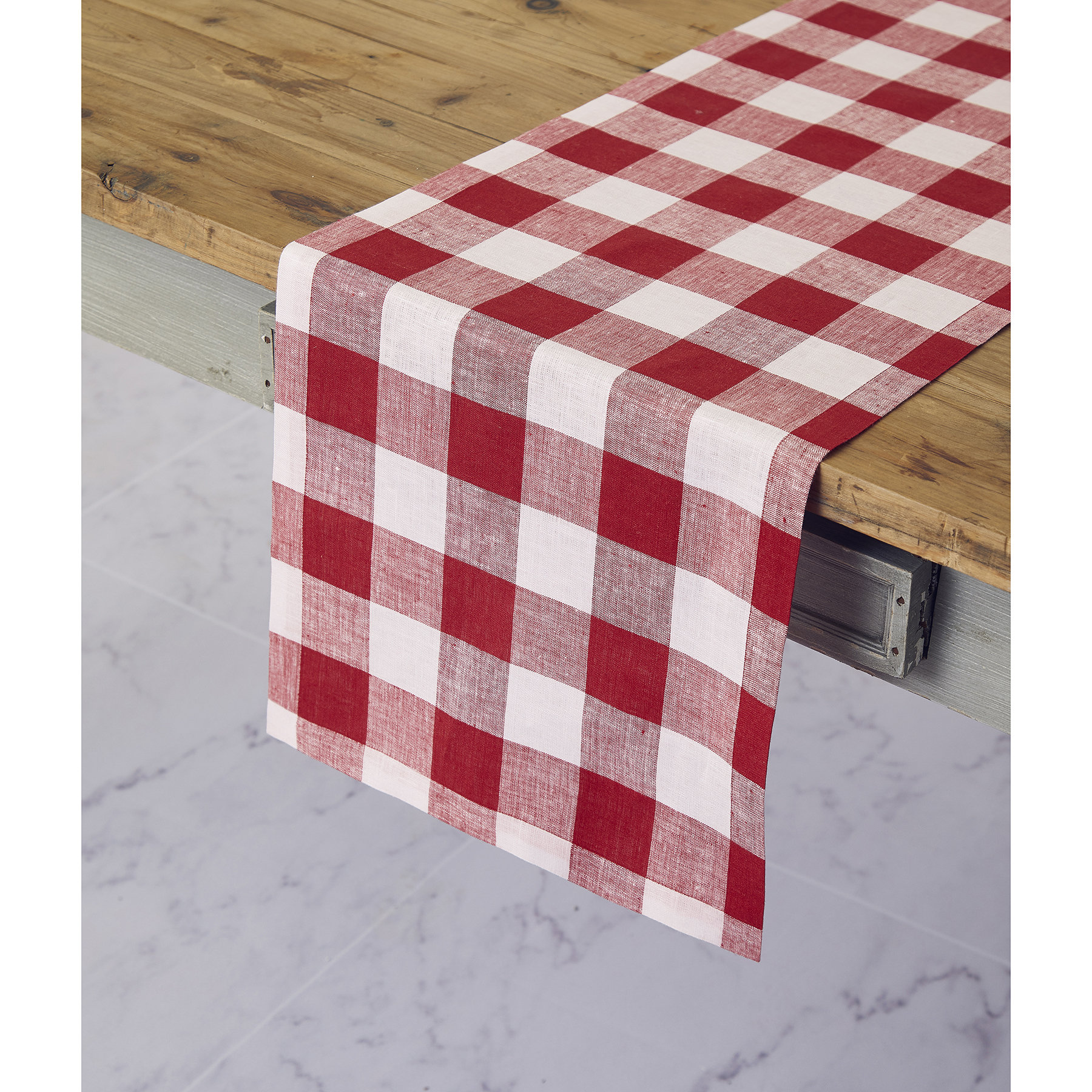 Solino Home Buffalo Check - 100% Pure Linen Rectangle Dining Table ...