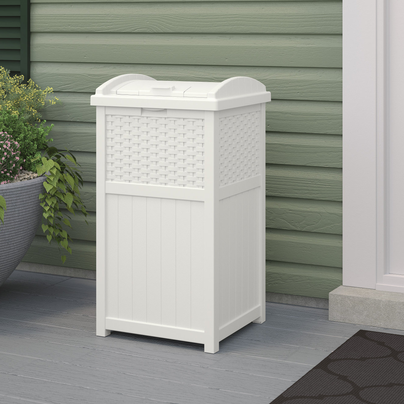 Suncast 33 Gallon Manual Lift Trash Hideaway Container & Reviews | Wayfair