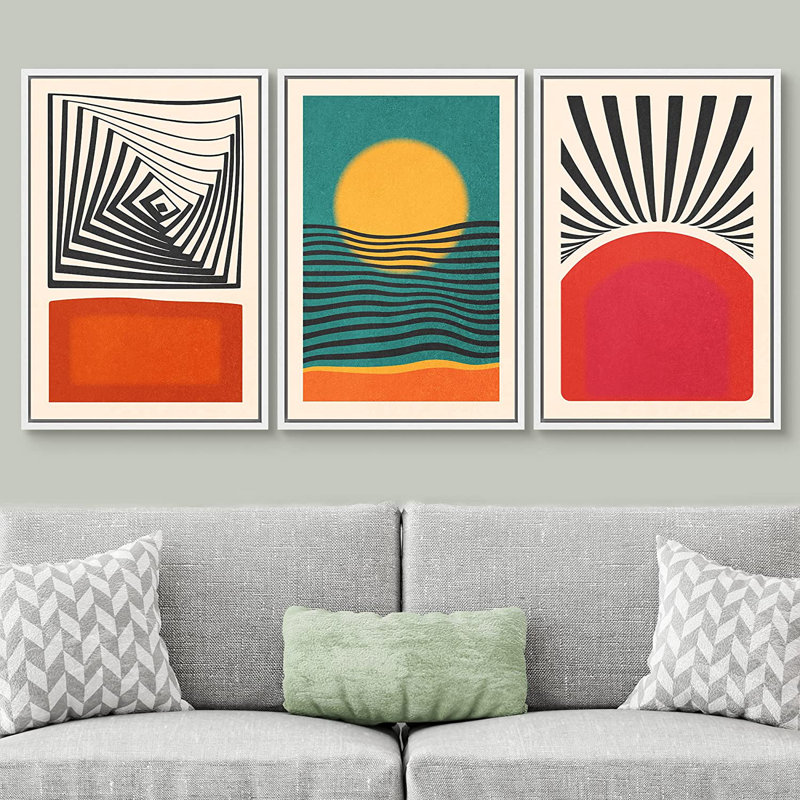IDEA4WALL Abstract Vibrant Color Blocks Mid-Century Rising Sun & Color ...