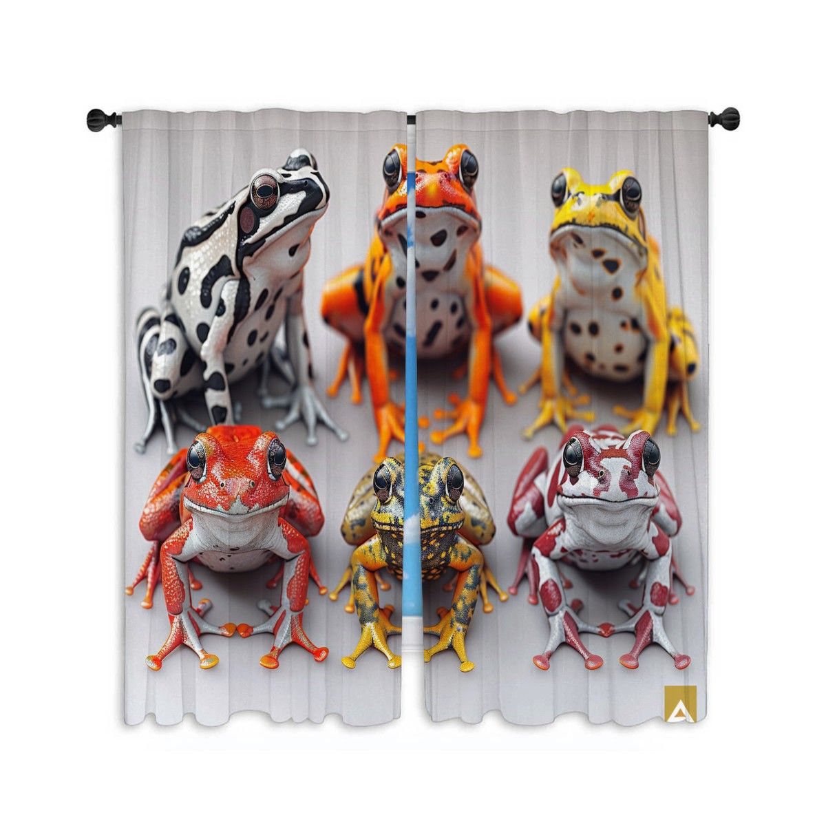 VisionDecor 12118_Colorful frogs Window Curtains Wildlife Vivid closeup ...