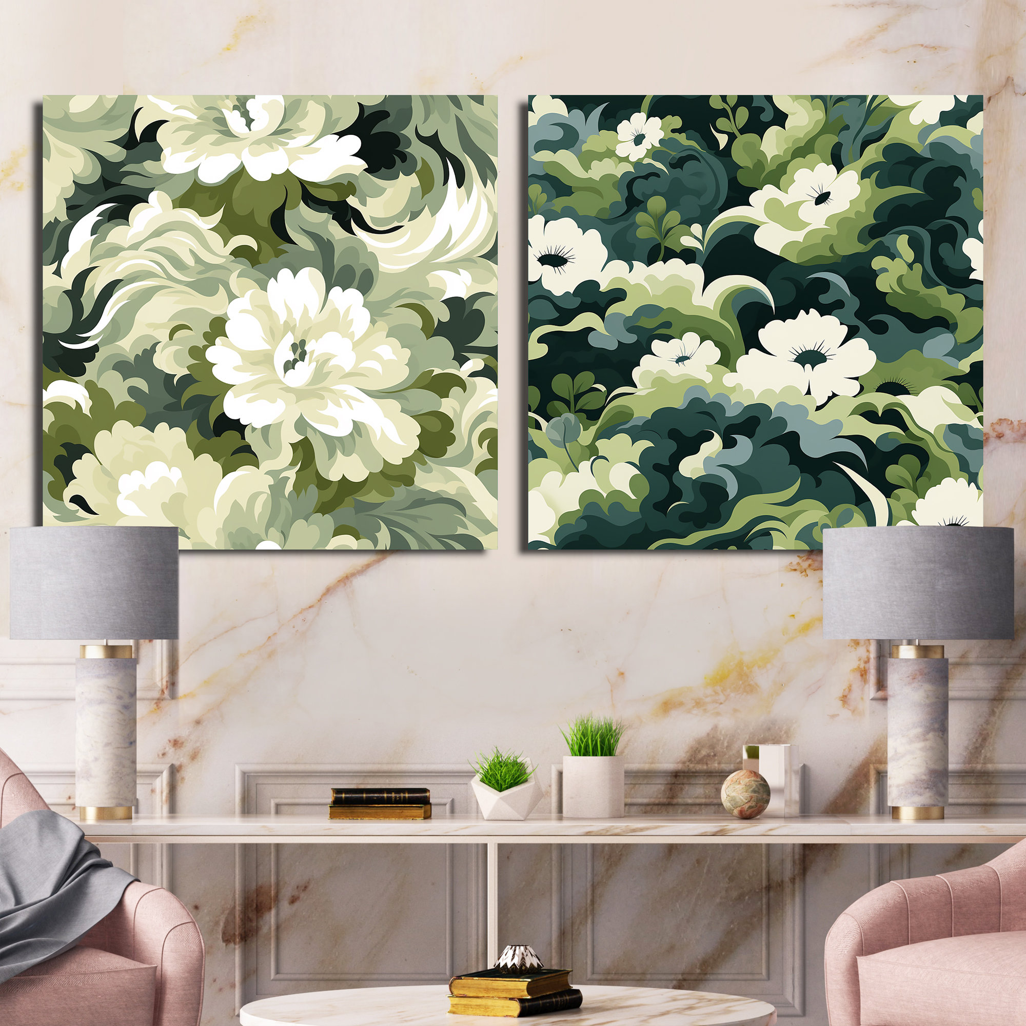 Design Art Zen Floral Retreat - Floral Square Collage Set Of 2 ...