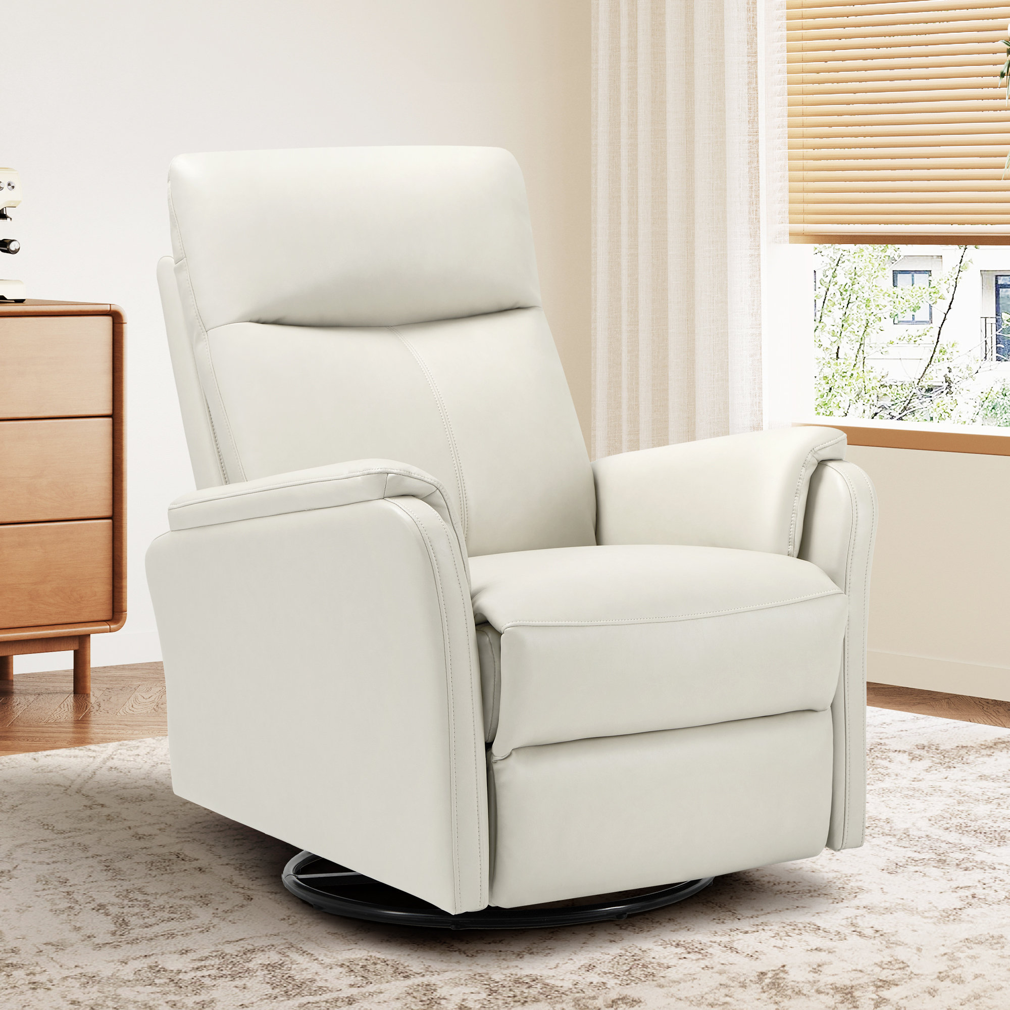 Latitude Run® Breathable Leather Swivel Rocker Recliner & Reviews | Wayfair