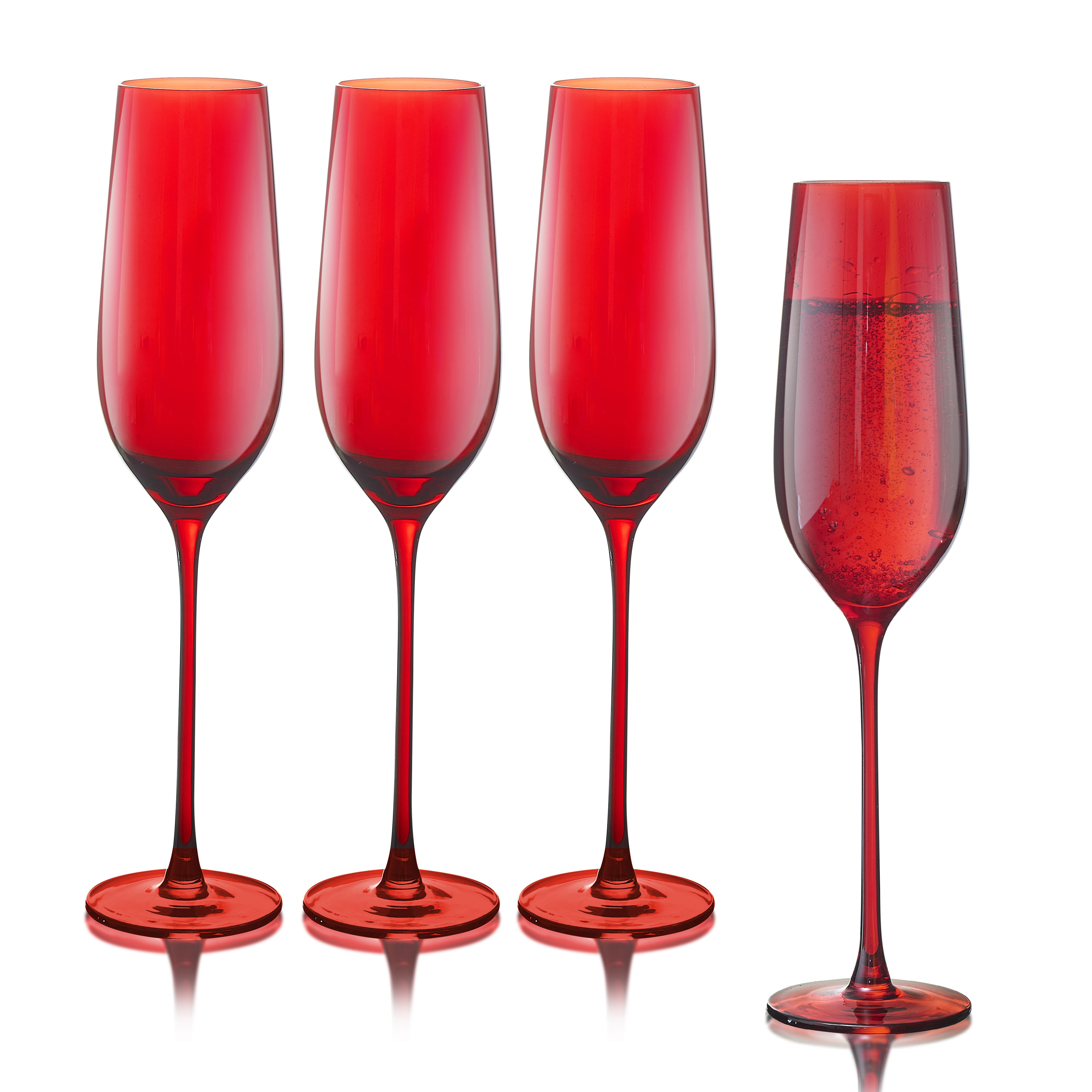 Ivy Bronx Hillengas - 9oz. Red Flute Champagne Glasses | Wayfair